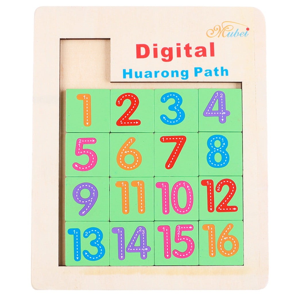 Number Puzzle Board Game, Wooden Sliding Block Brain Teaser for Math ...