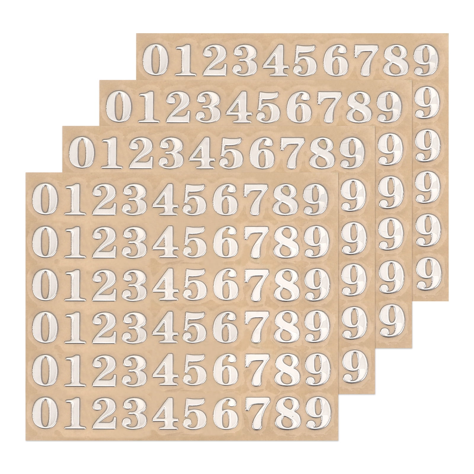 Number Resin Stickers 4 Sheets Mini Number Sticker Glitter Alloy for ...