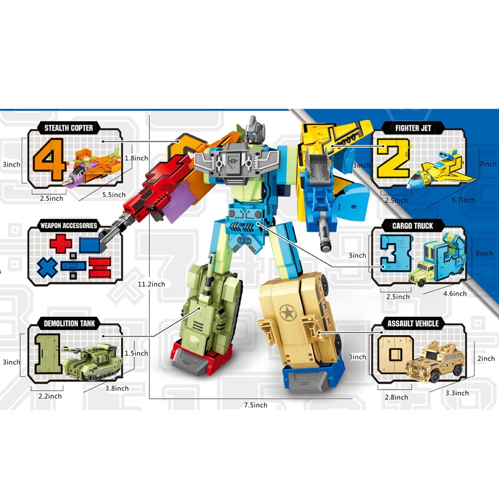 Number Robot Transformation Assemble Digit Robot Deformation Math Toys ...