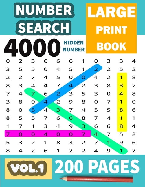 Number Search Book: Number Search : Volume 1.Big Puzzlebook with Number ...