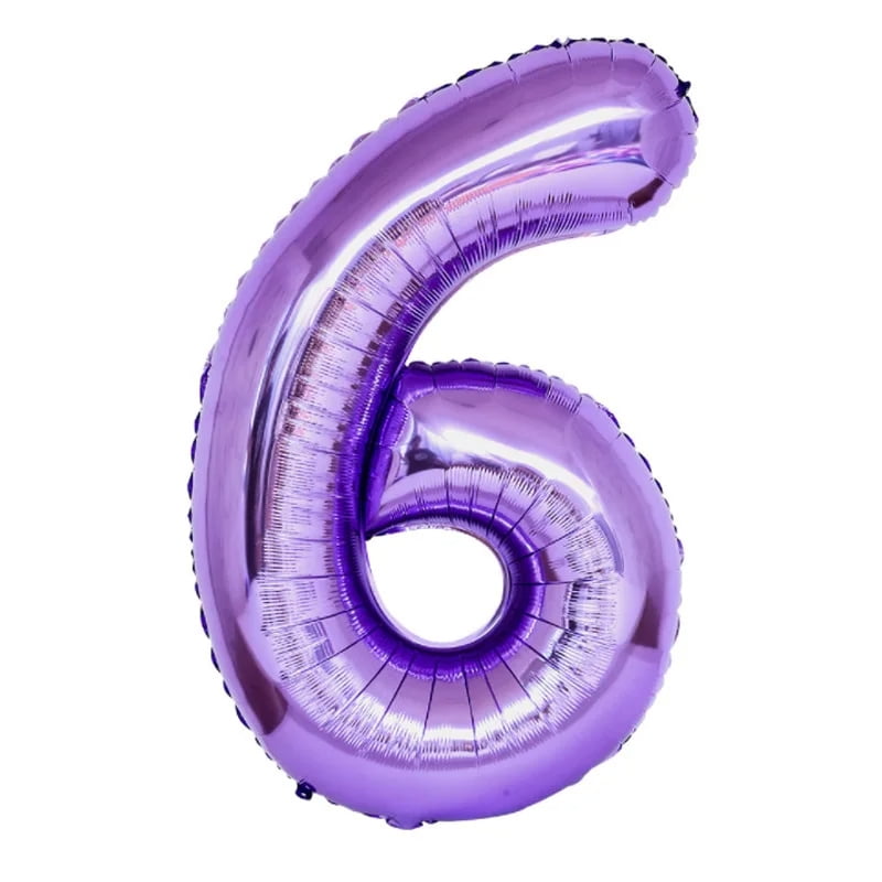 Number Six Balloon Purple Number 6 Balloon 32" Large Festive Balloon ...