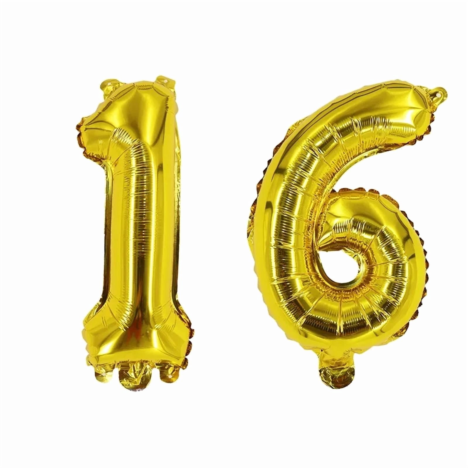 Number Sixteen Gold Balloon, 32" Foil Mylar, Sweet 16 Party Decoration ...