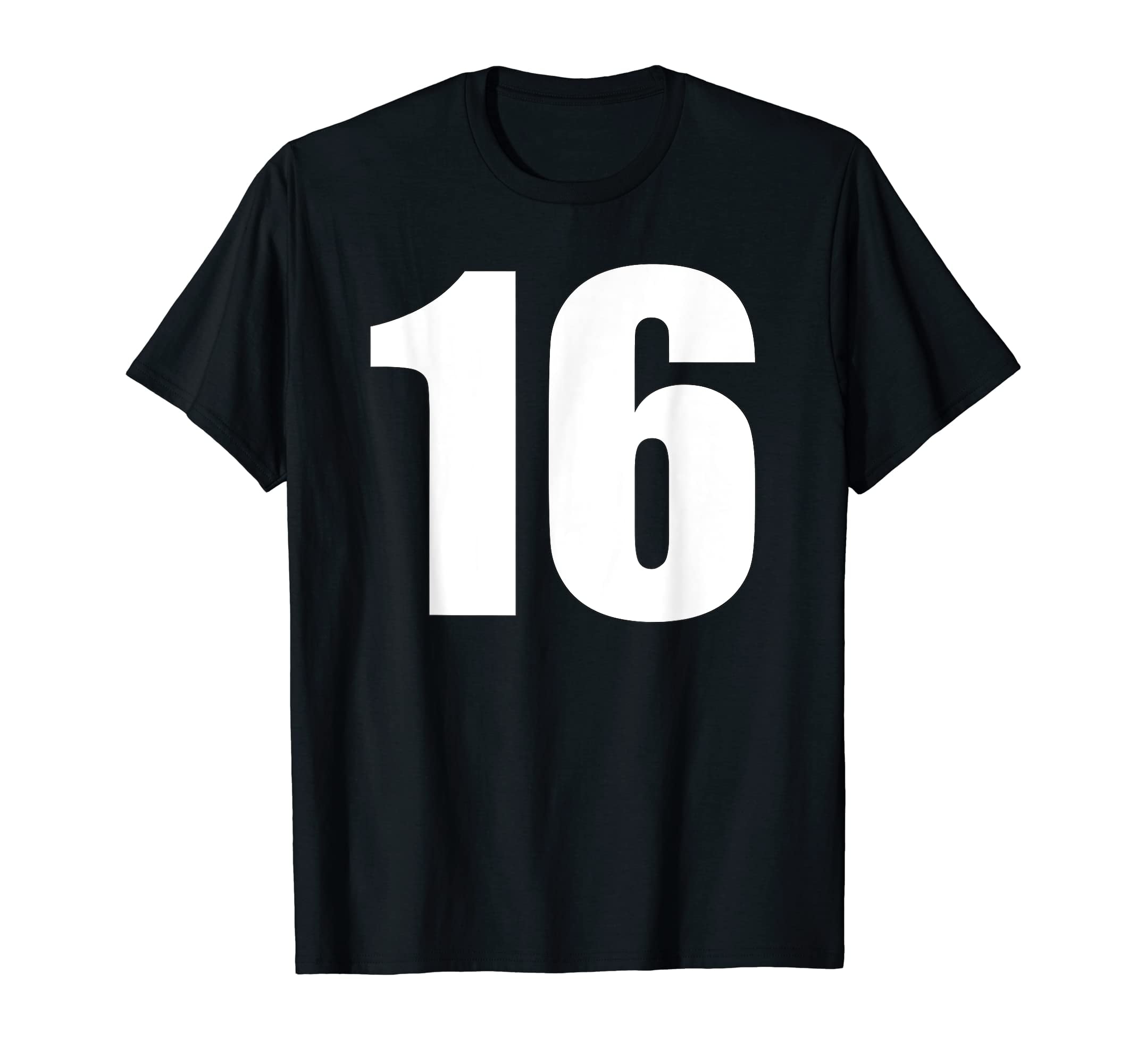 Number Sixteen Numeral 16 Plain White Numbers T-Shirt - Walmart.com
