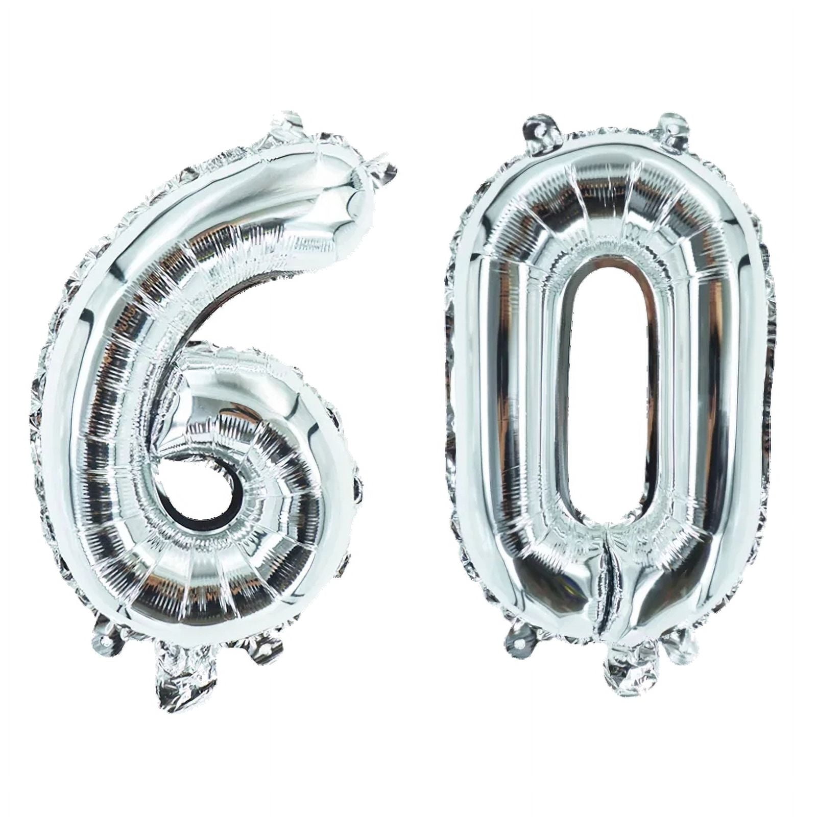 Number Sixty Silver Balloon, 32" Foil Mylar, 60th Birthday Party Age ...