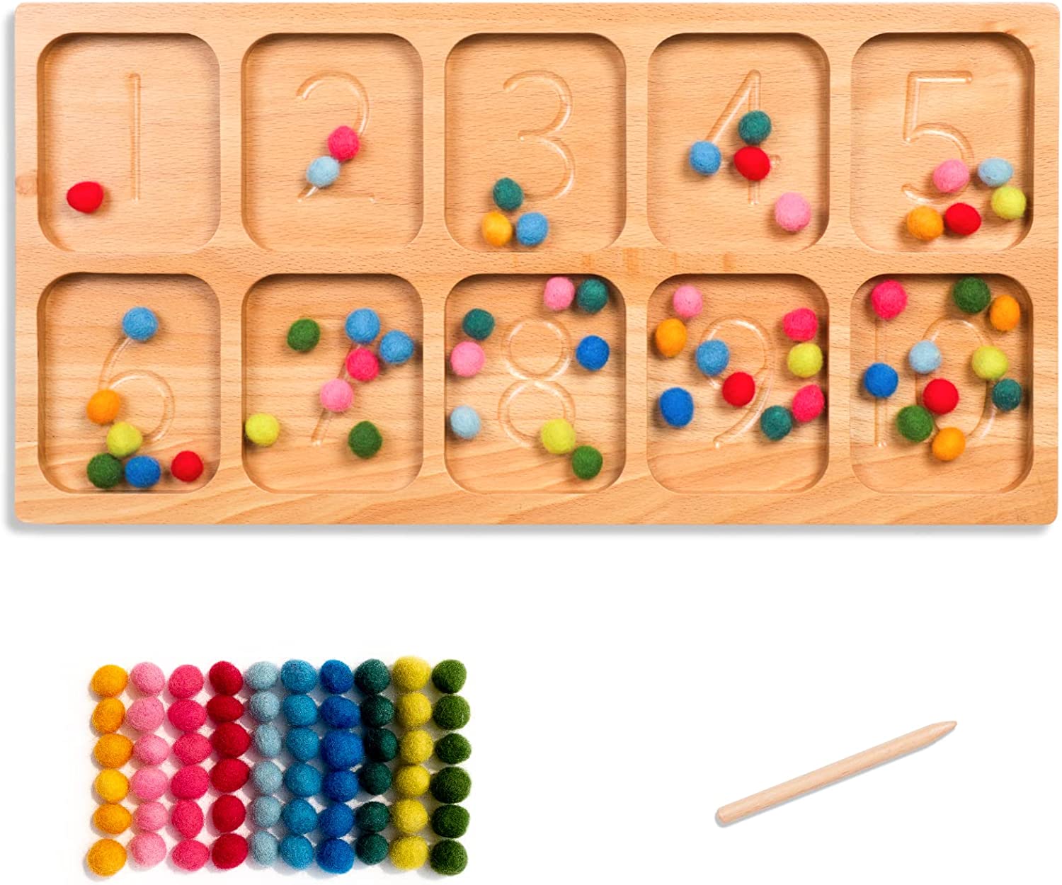 Number Sorting Tray - Wooden , Sorting and Number Tracing Toy ...