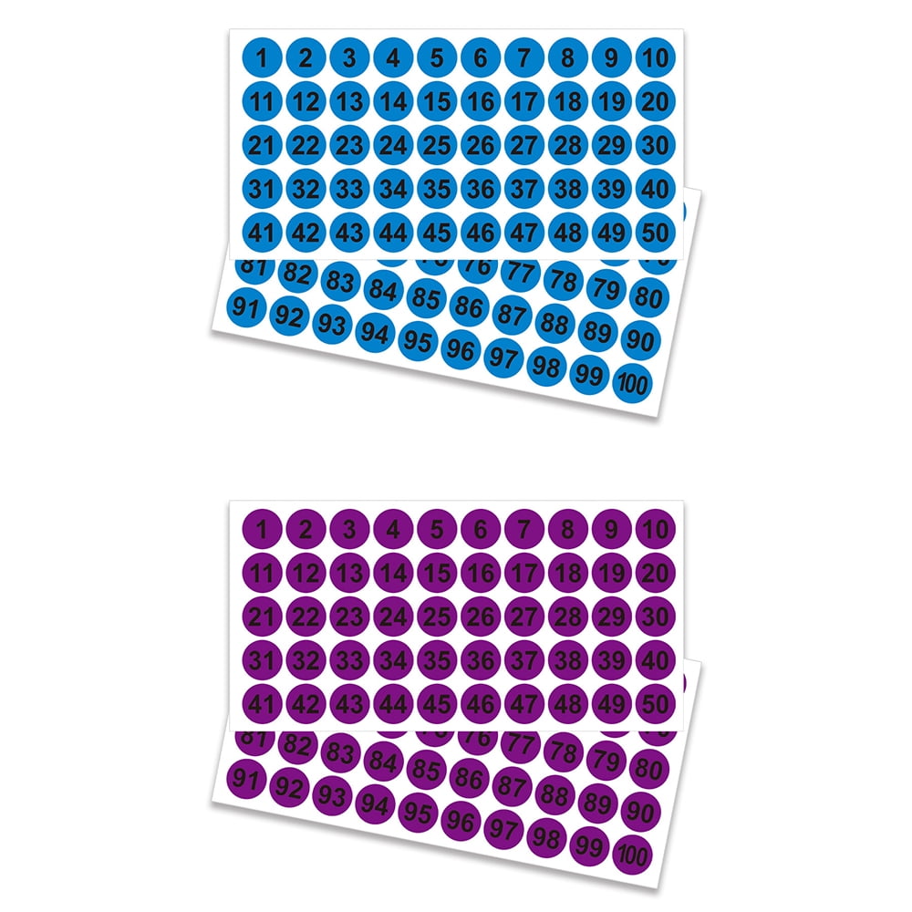 Number Stickers, 2 bags Numbered 1 to 50 and 51 to 100 Waterproof Round ...