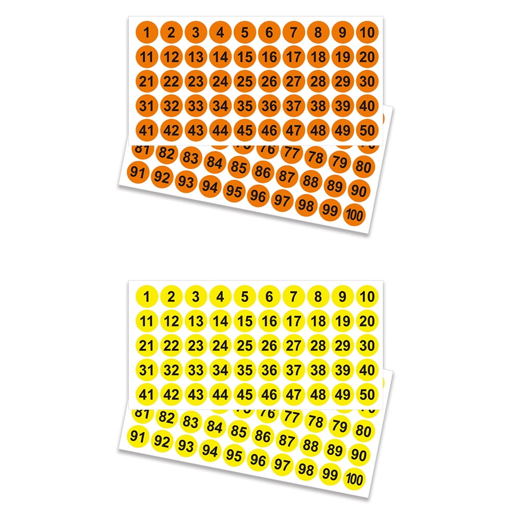 Number Stickers, 2 bags Numbered 1 to 50 and 51 to 100 Waterproof Round ...