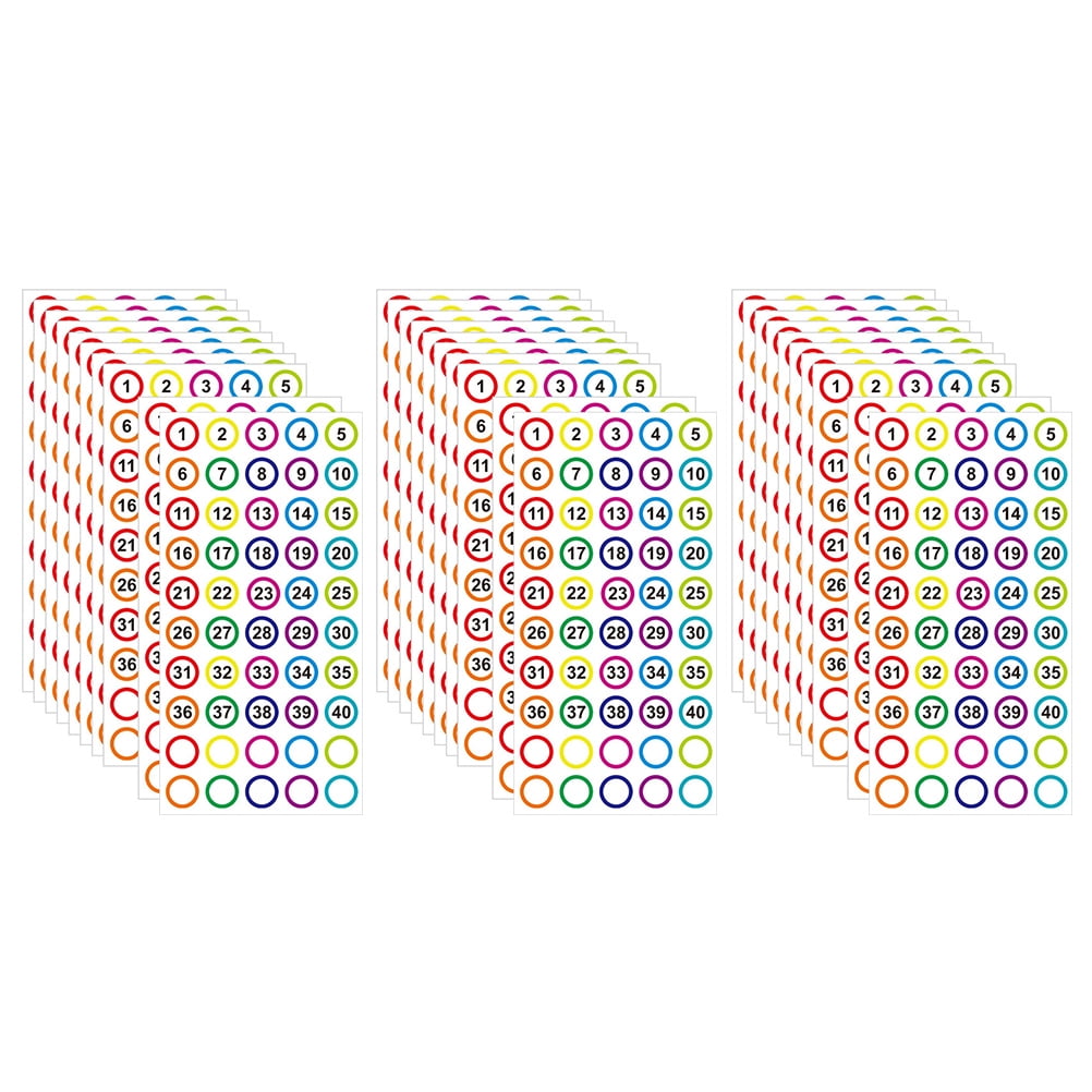Number Stickers Labels Small Round 40 1 Numbers Decals Sticker ...