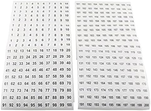 Number Stickers20 Sheets 0.4" 1 to 200 Digital Circular Self Adhesive ...