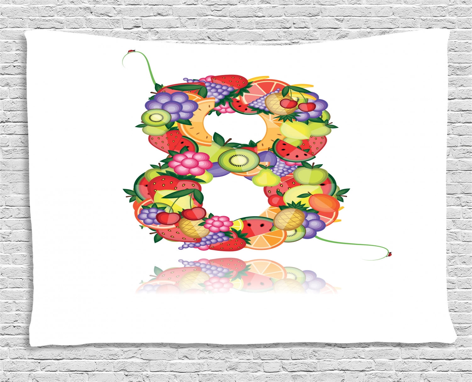 Number Tapestry, Fruitful Eight with Avocado Lemon Watermelon Grapes ...