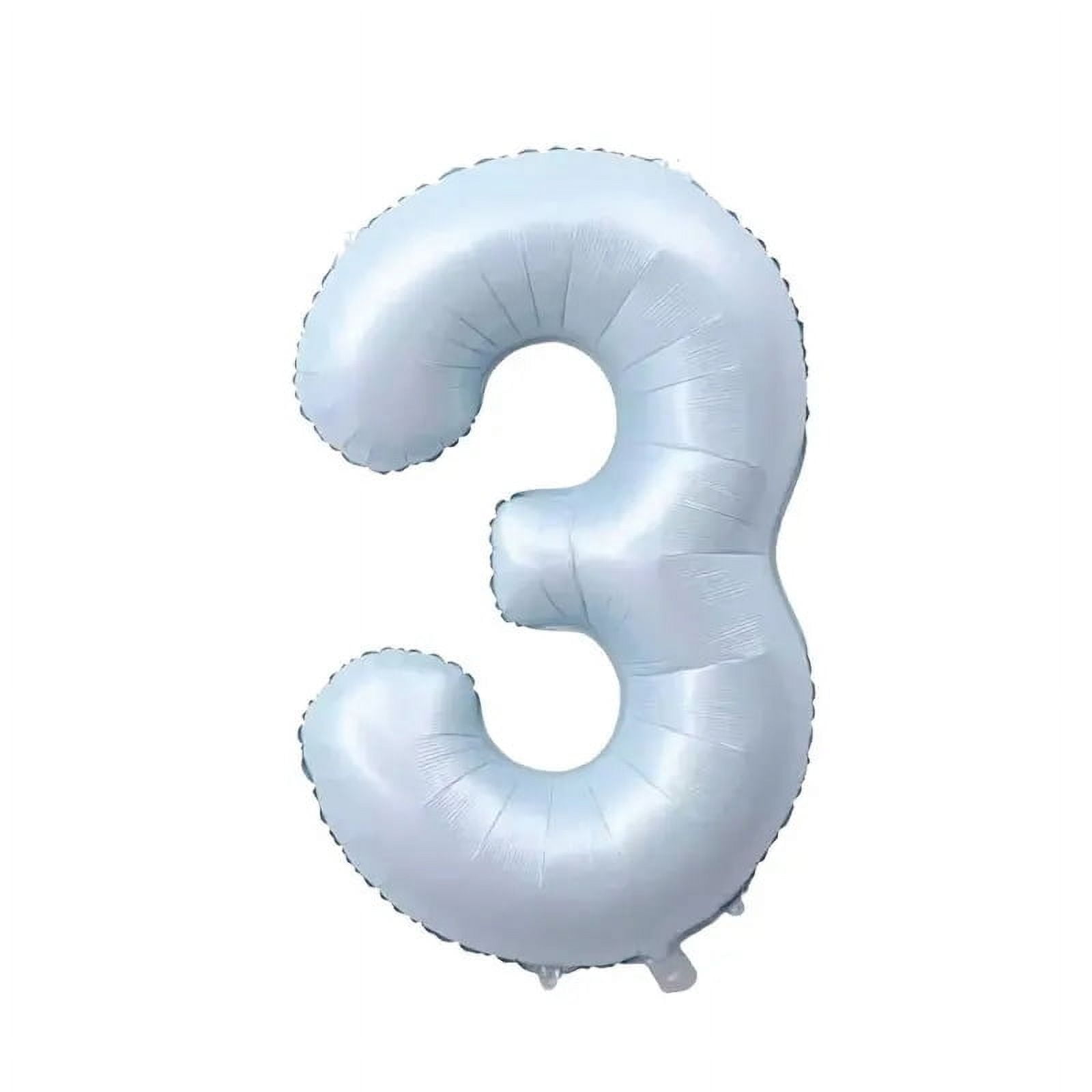 Number Three Balloon Pastel Blue Sky Blue Light Blue 32" Large Party ...