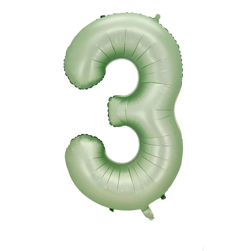 Number Three Balloon Pastel Sage Green Number 3 Balloon 32" Large Party ...