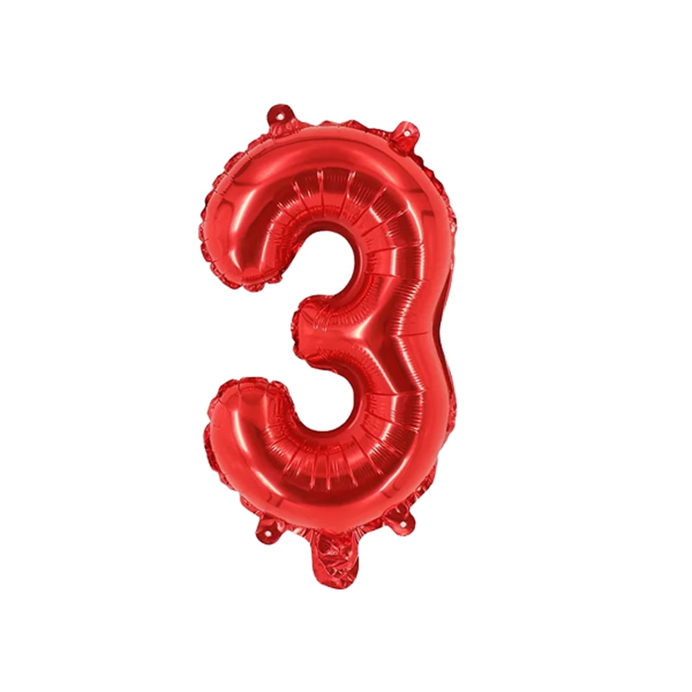 Number Three Balloon Red Number 3 Balloon 32" Foil Mylar Red Number ...