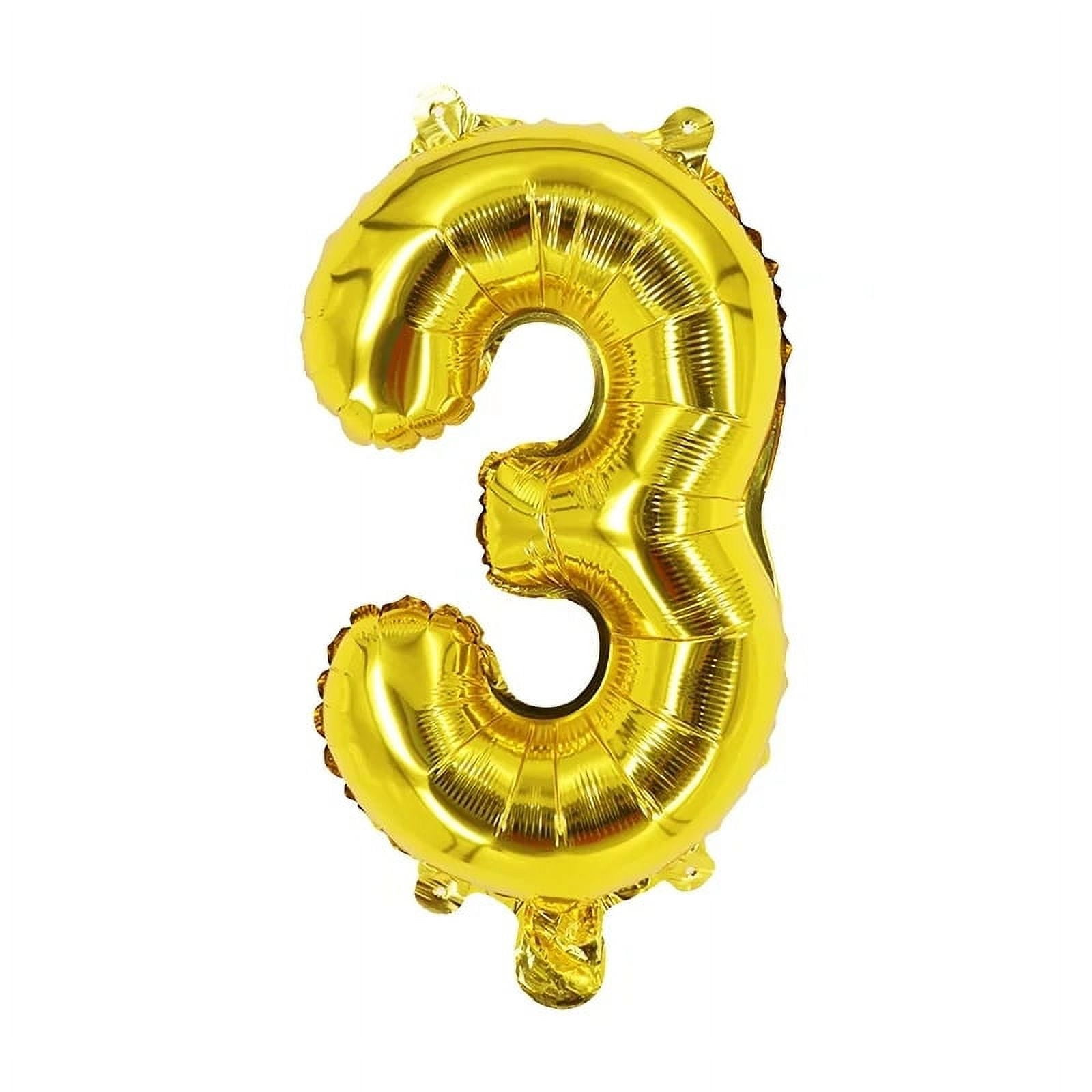 Number Three Balloon Yellow Gold Number 3 Balloon 32" Foil Mylar Yellow ...