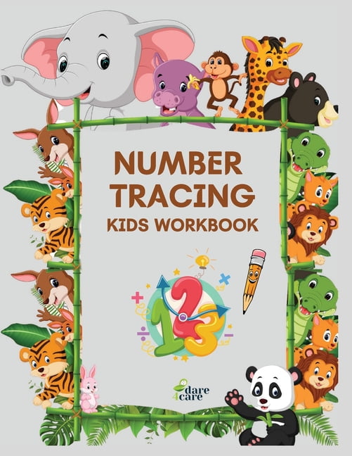 Number Tracing Kids Workbook: Learning numbers practice, Kindergarten ...