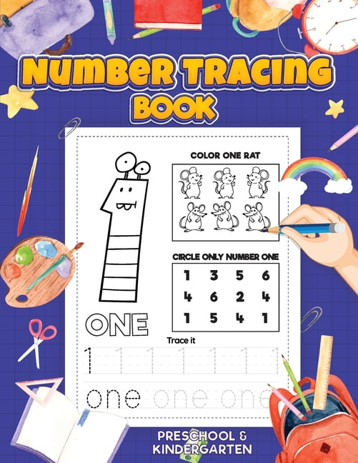 Number Tracing: Preschool Numbers Tracing Math Practice Workbook: Math ...