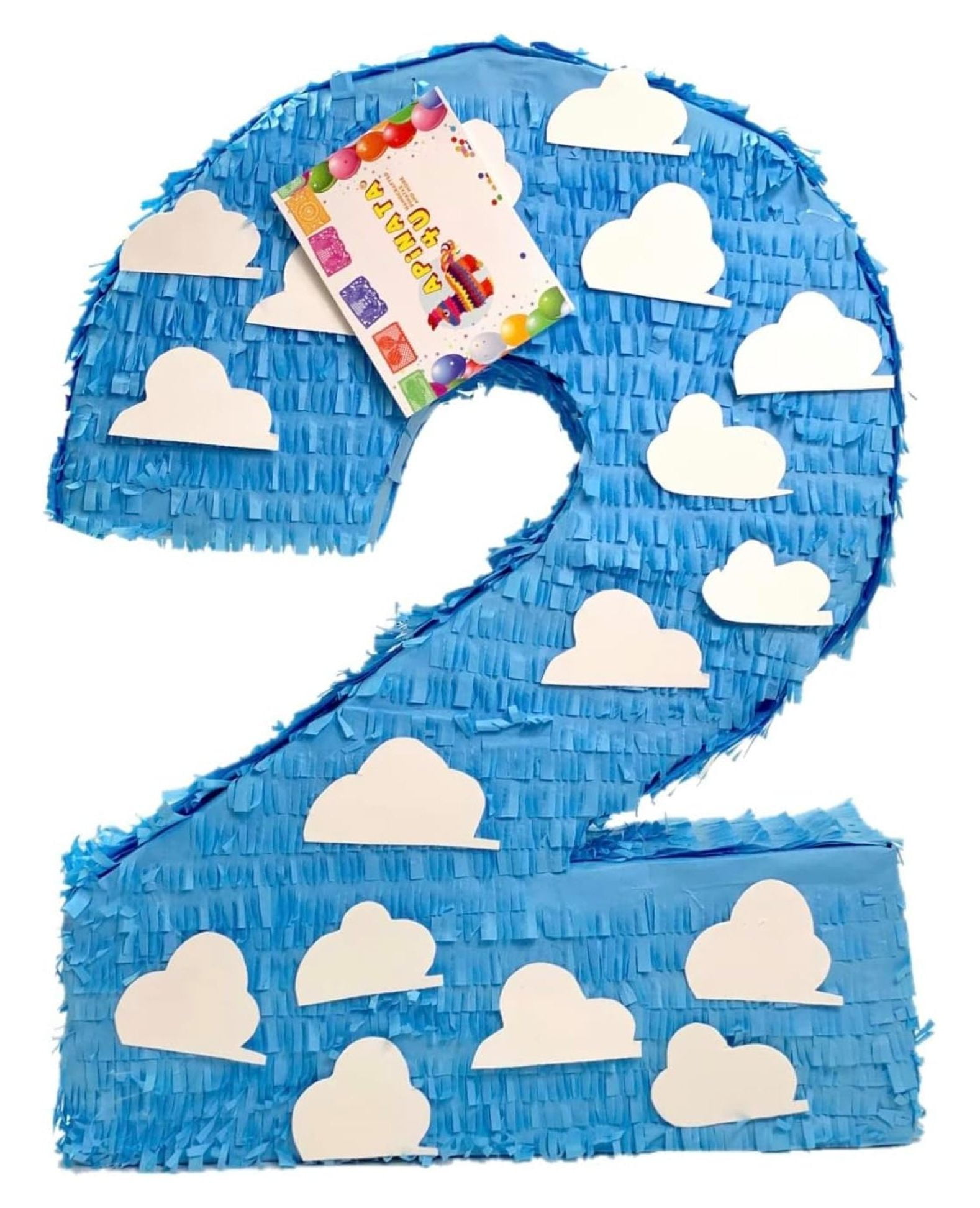 Number Two Pinata 20" Clouds Themed Second Birthday Party Blue & White ...