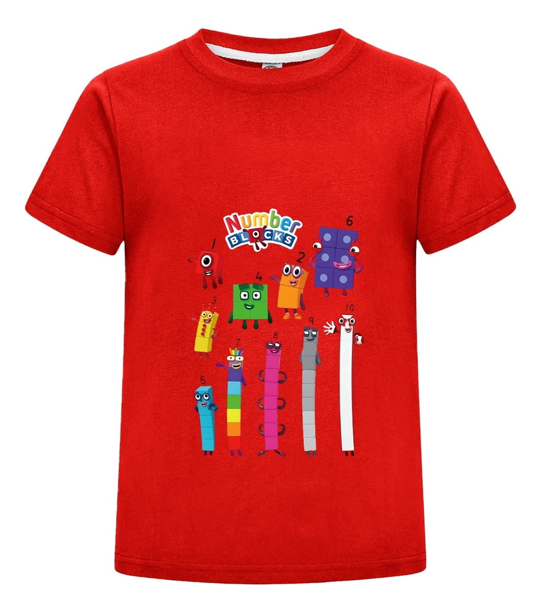 Number-blocks Characters T-Shirt – Educational Cartoon Tee for Kids ...