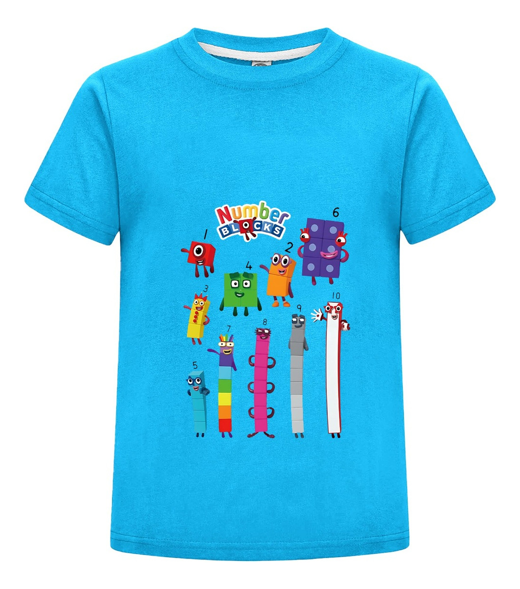 Number-blocks Characters T-Shirt – Educational Cartoon Tee for Kids ...