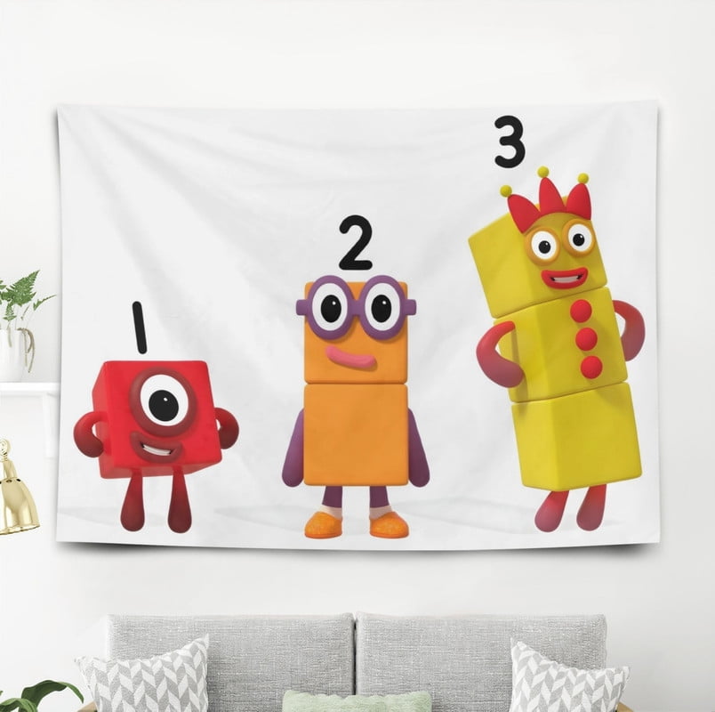 Numberblock pattern wall hanging 50*60 inches high-quality peach skin ...