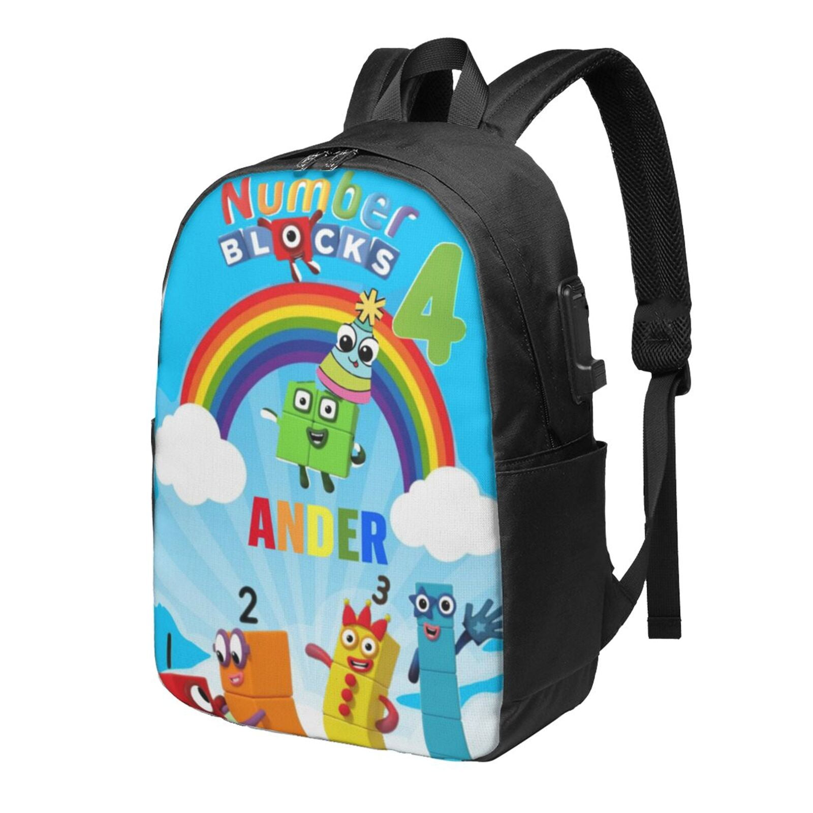 Numberblocks 17 Inch Laptop Backpack With Usb Charging Port Travel Bags ...