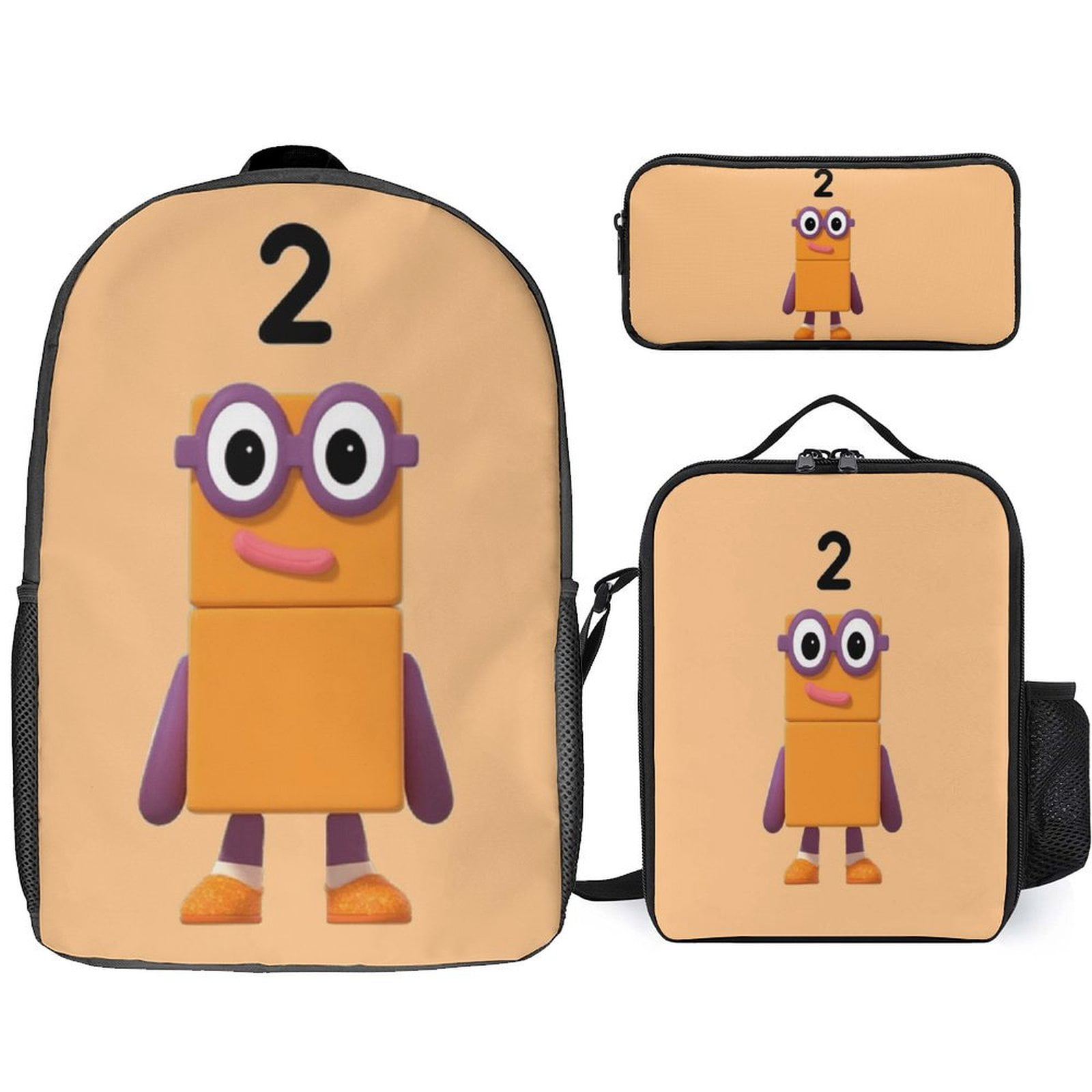 Numberblocks 3 Piece Backpack Set with Lunch Bag Pencil Case , High ...