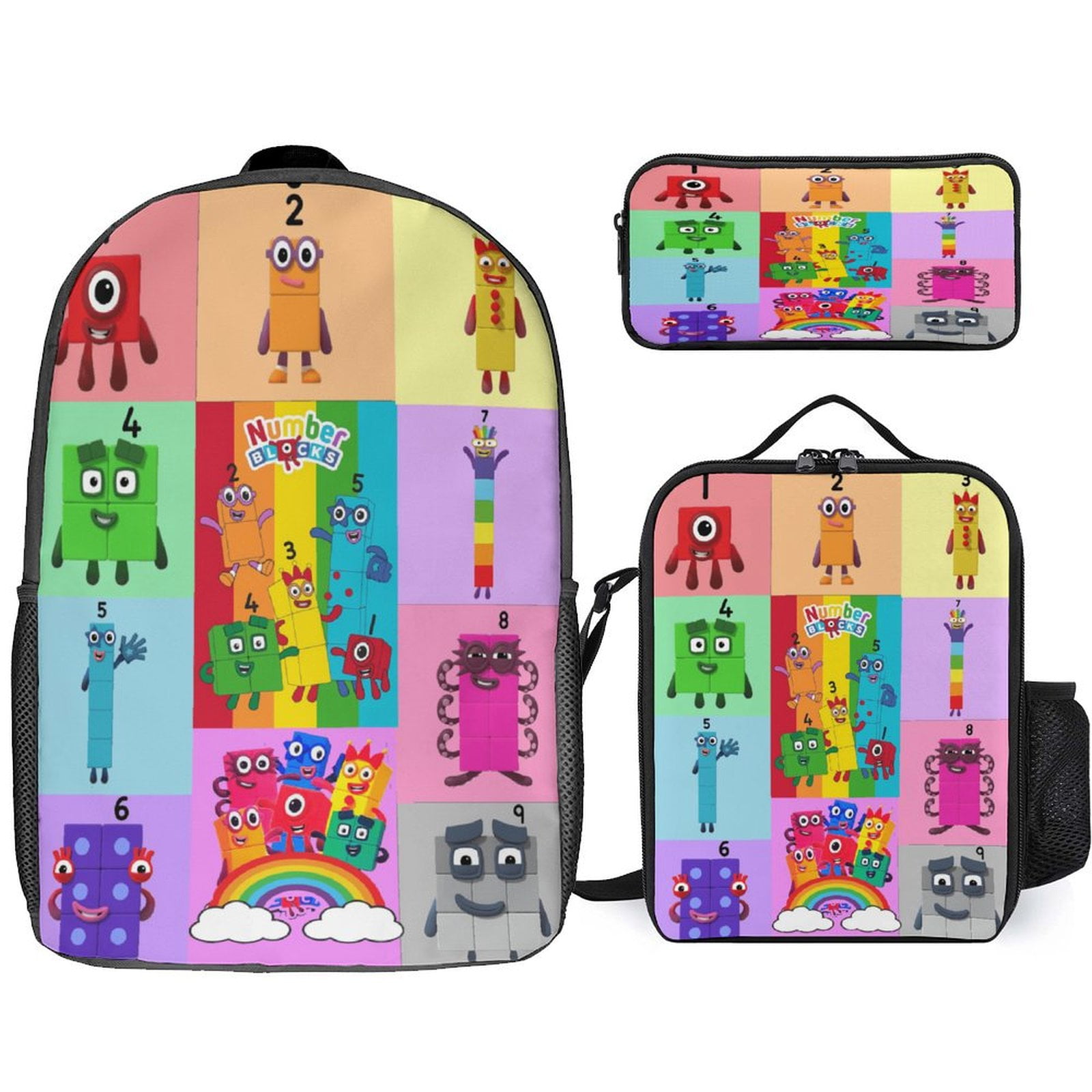 Numberblocks 3 Piece Backpack Set with Lunch Bag Pencil Case , High ...