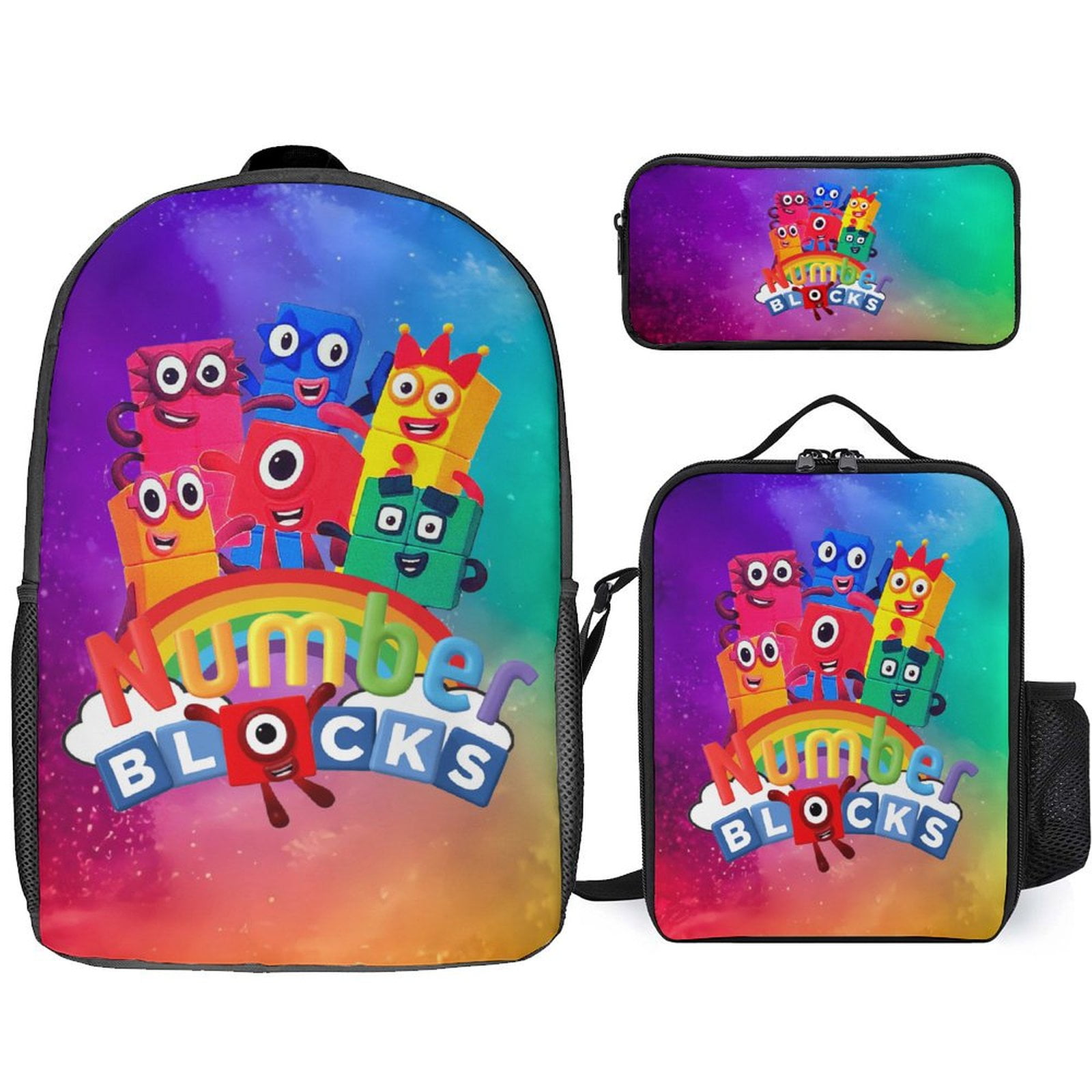 Numberblocks 3 Piece Backpack Set with Lunch Bag Pencil Case , High ...