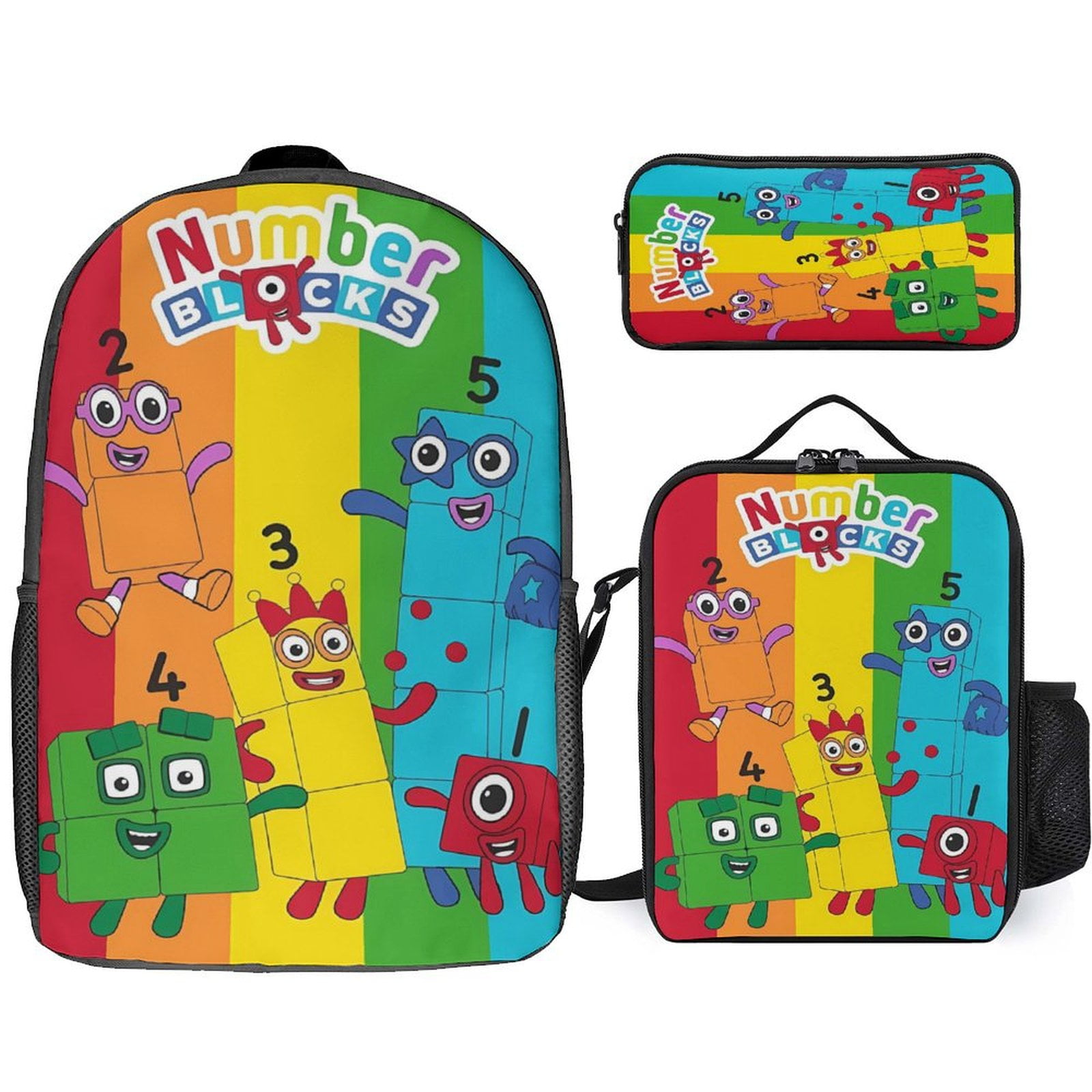 Numberblocks 3 Piece Backpack Set with Lunch Bag Pencil Case , High ...