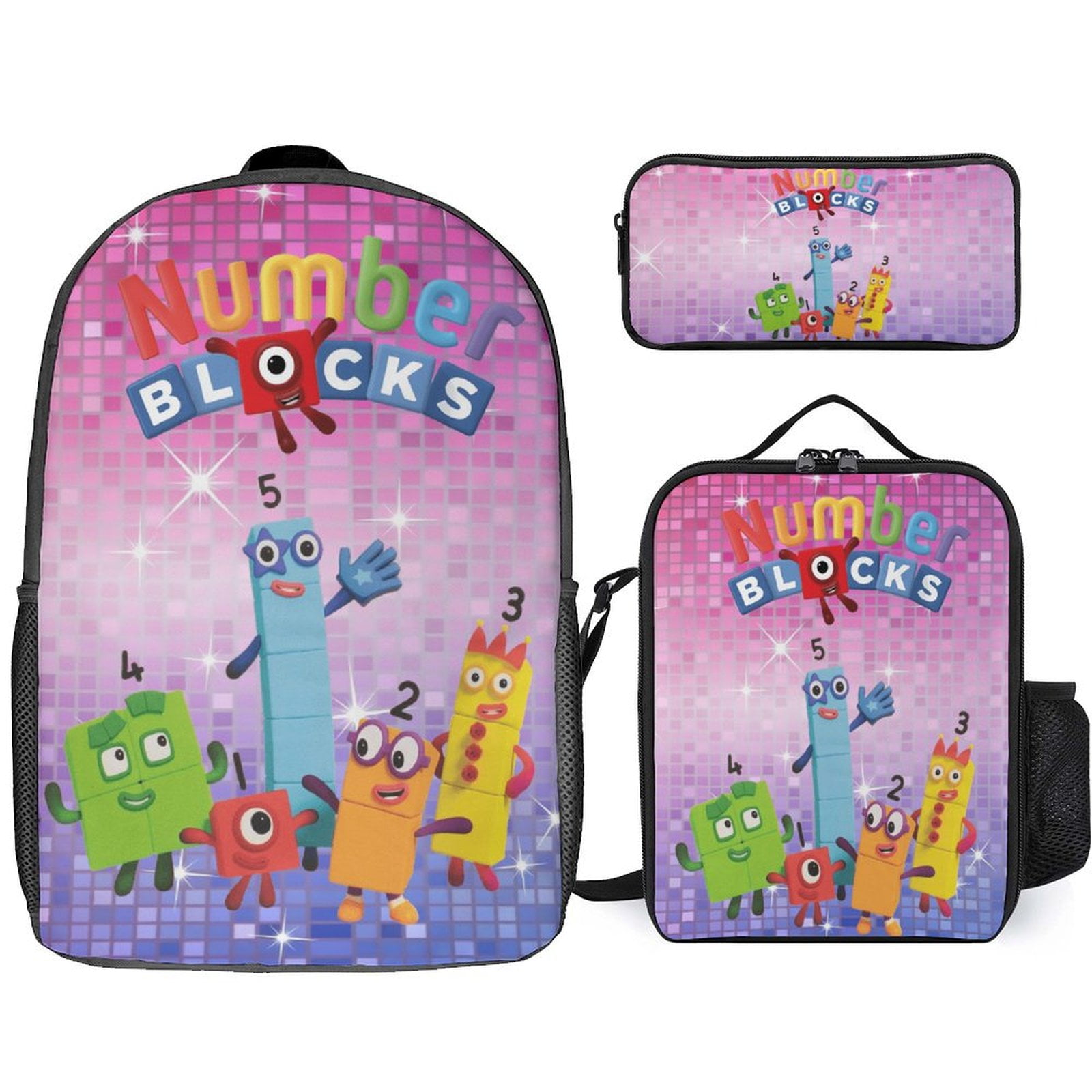 Numberblocks 3 Piece Backpack Set with Lunch Bag Pencil Case , High ...