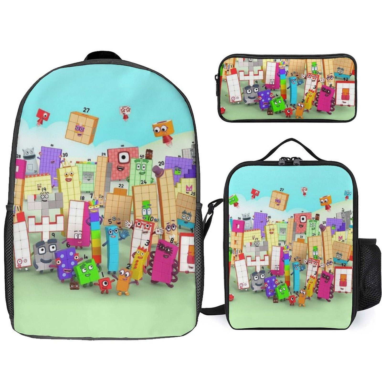 Numberblocks 3 Piece Set School Bag Set Daypack Backpack Tote Bag ...