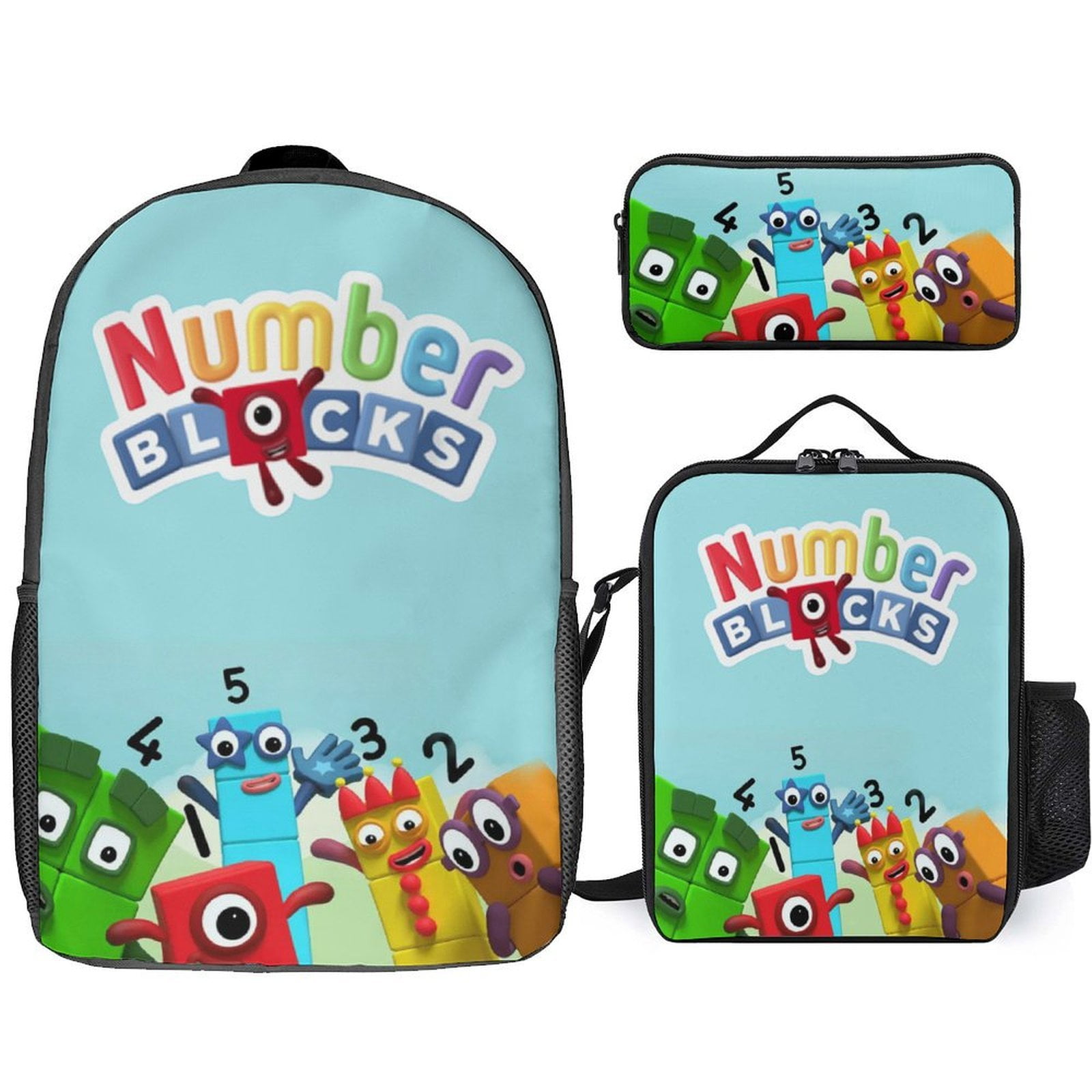 Numberblocks 3 Piece Set School Bag Set Daypack Backpack Tote Bag ...