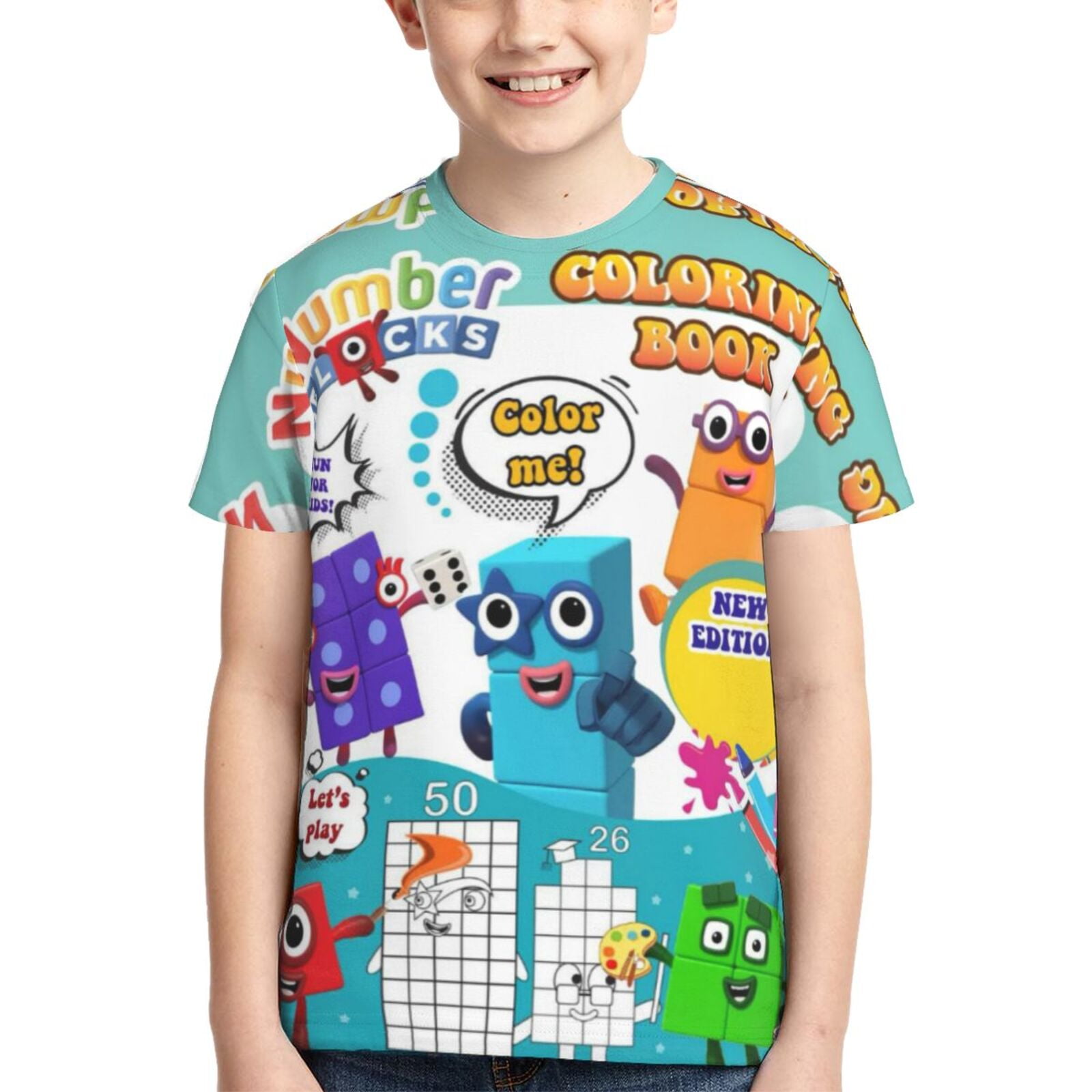 Numberblocks 3D Printed Anime Shirt Colorful Gaming Graphic T-Shirt for ...