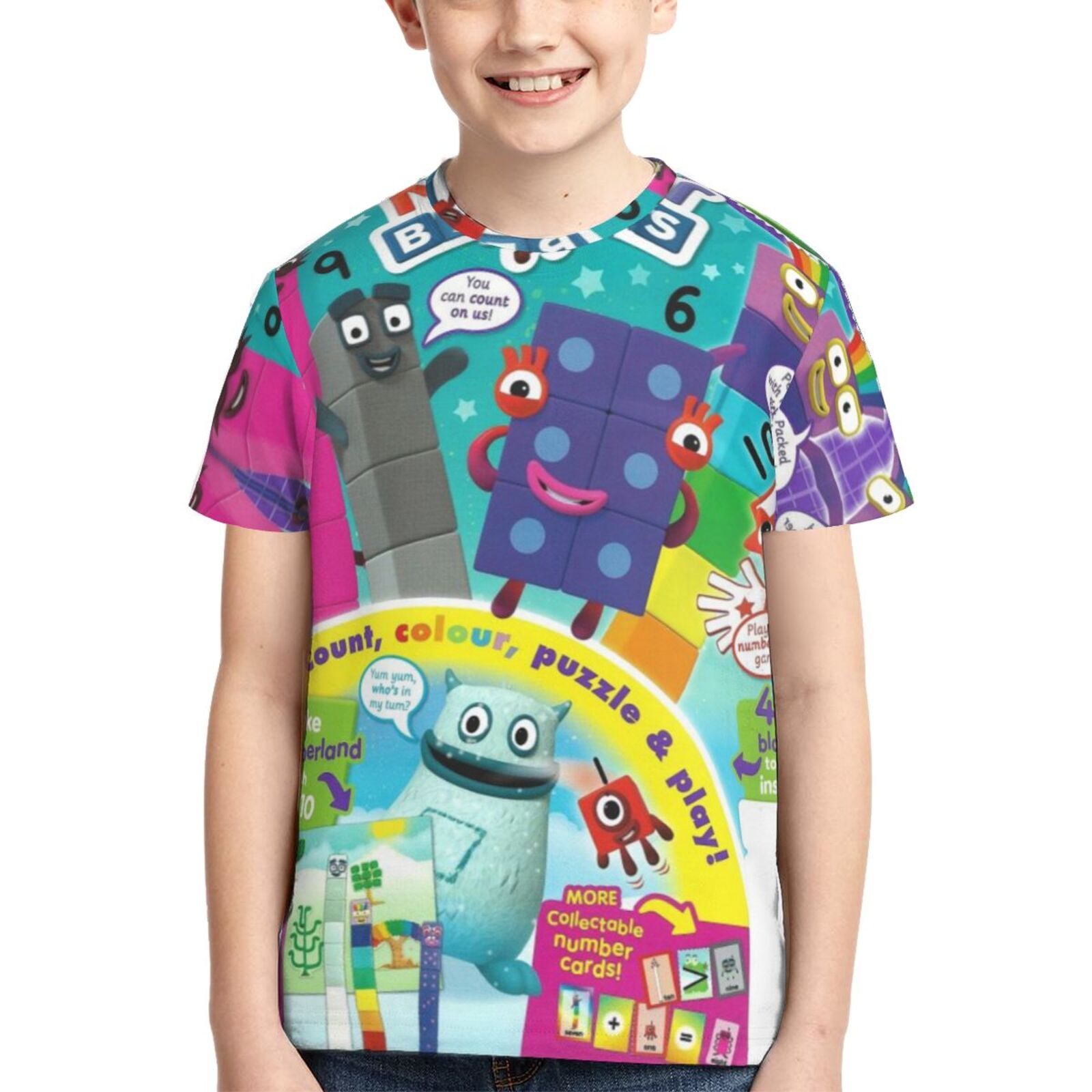 Numberblocks 3D Printed Anime Shirt Colorful Gaming Graphic T-Shirt for ...