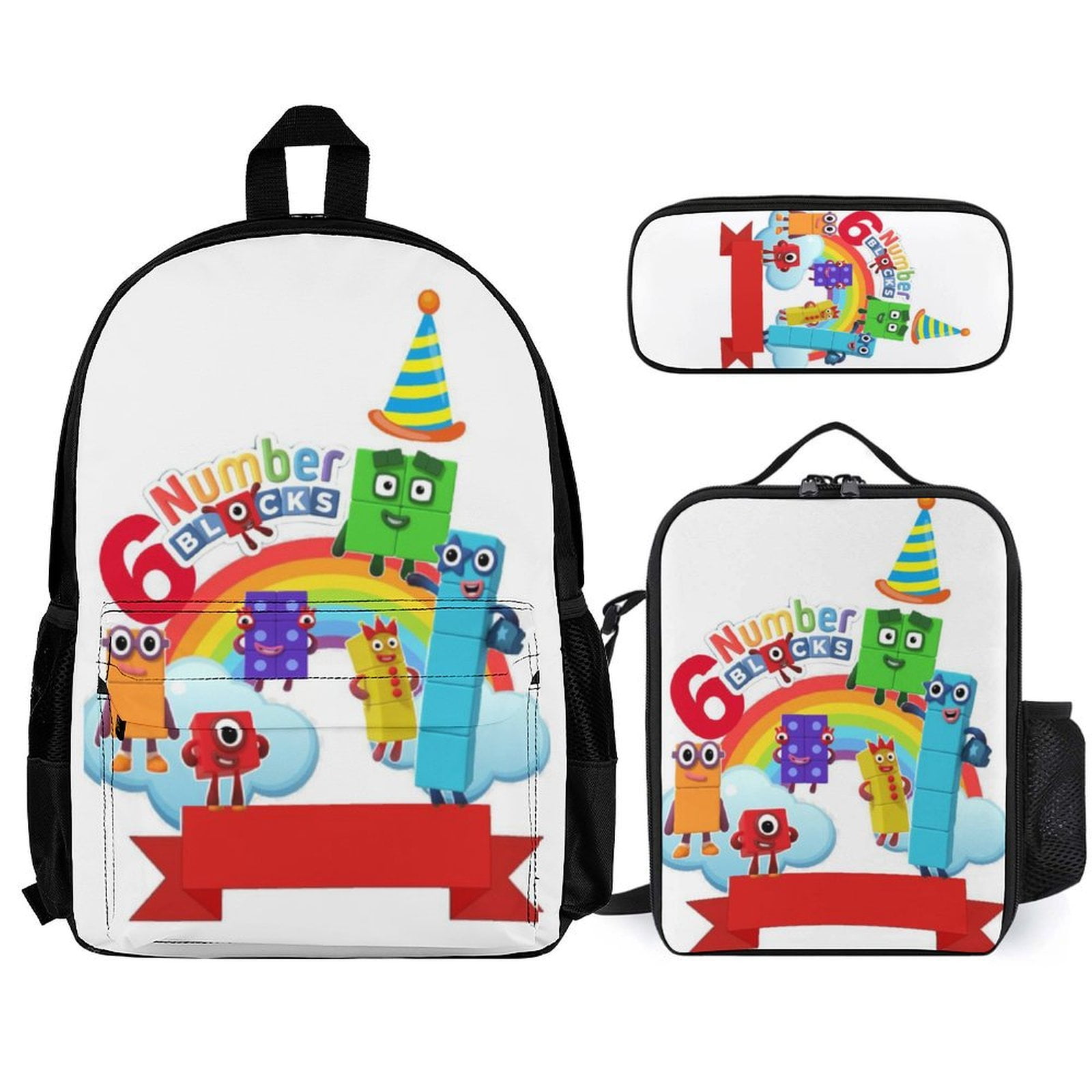 Numberblocks Backpack 3Pcs Set Lunch Box Stationery Case Bookbag ...
