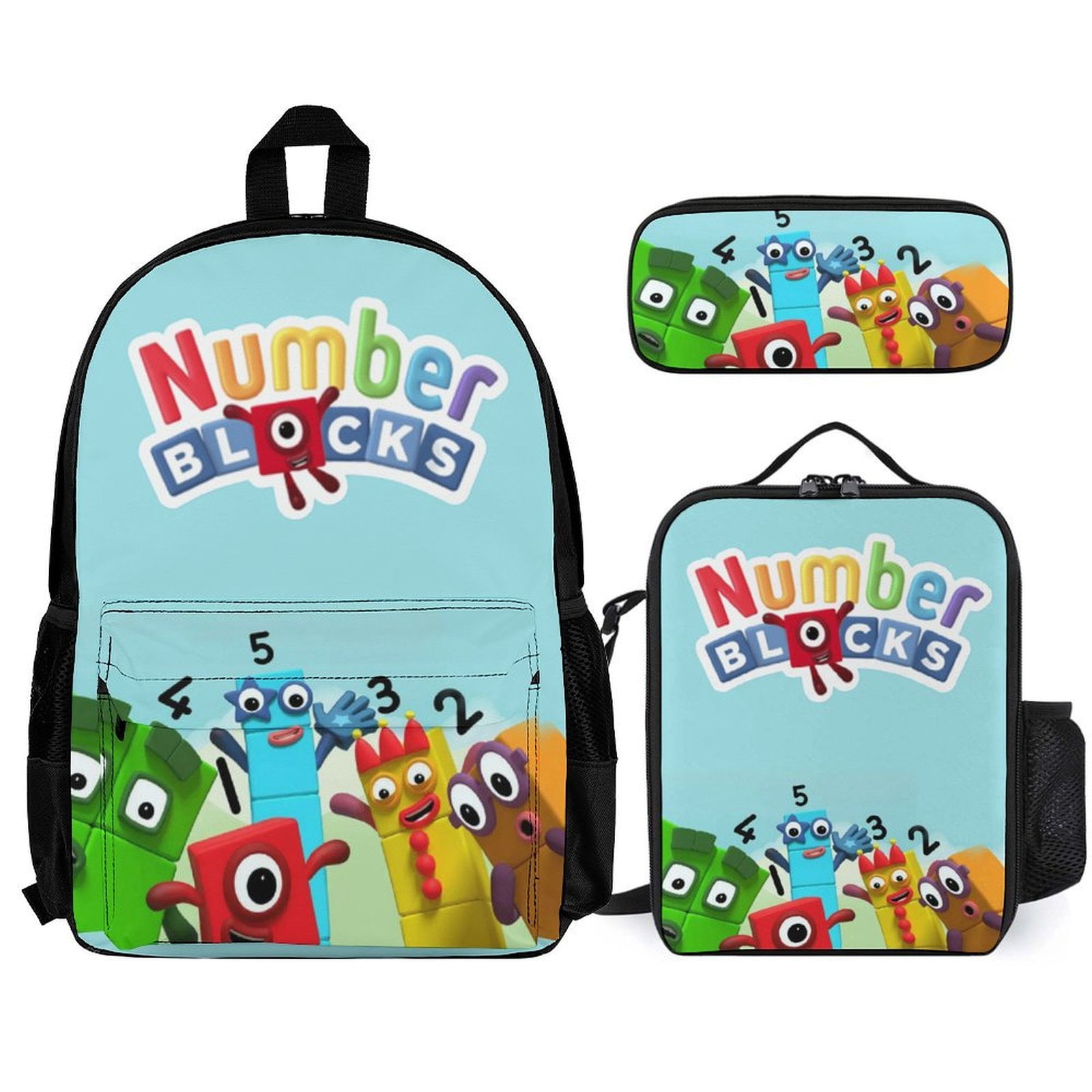 Numberblocks Backpack 3Pcs Set Lunch Box Stationery Case Bookbag ...