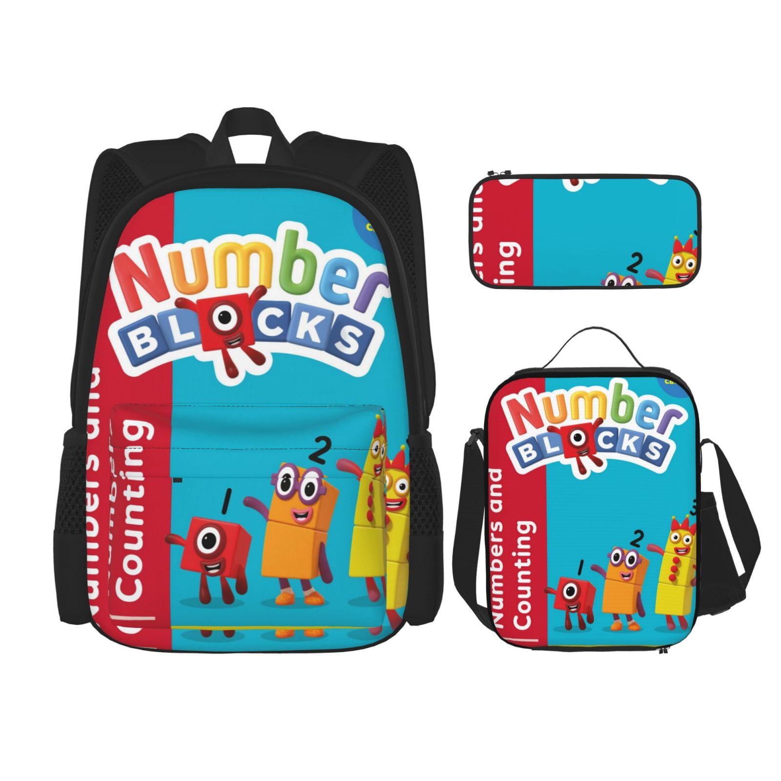 Numberblocks Backpack with Lunch Bag Pencil Case Cartoon Backpack ...