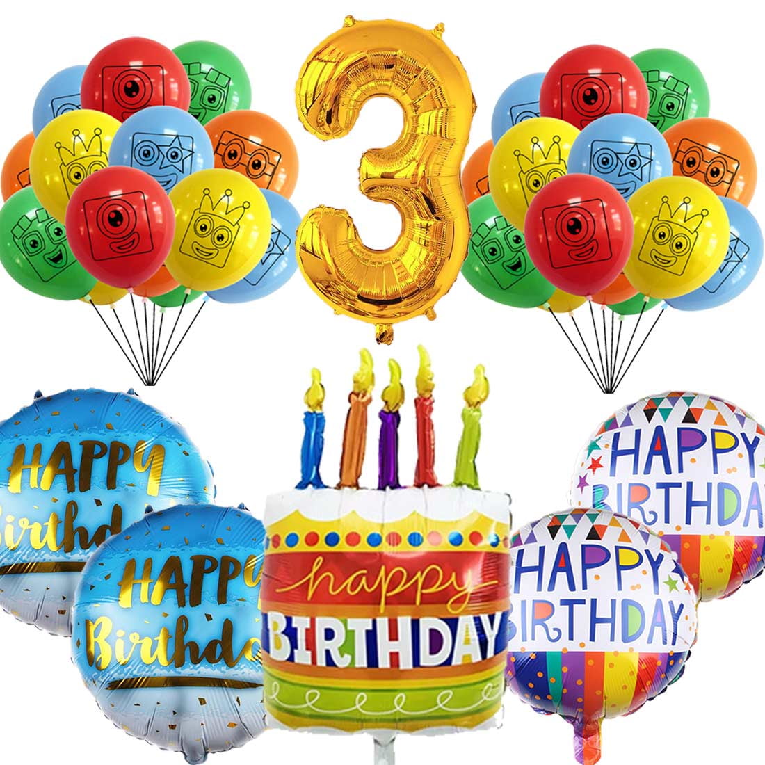 Numberblocks Balloons Party Supplies 3rd Big Number Decorations Decor ...