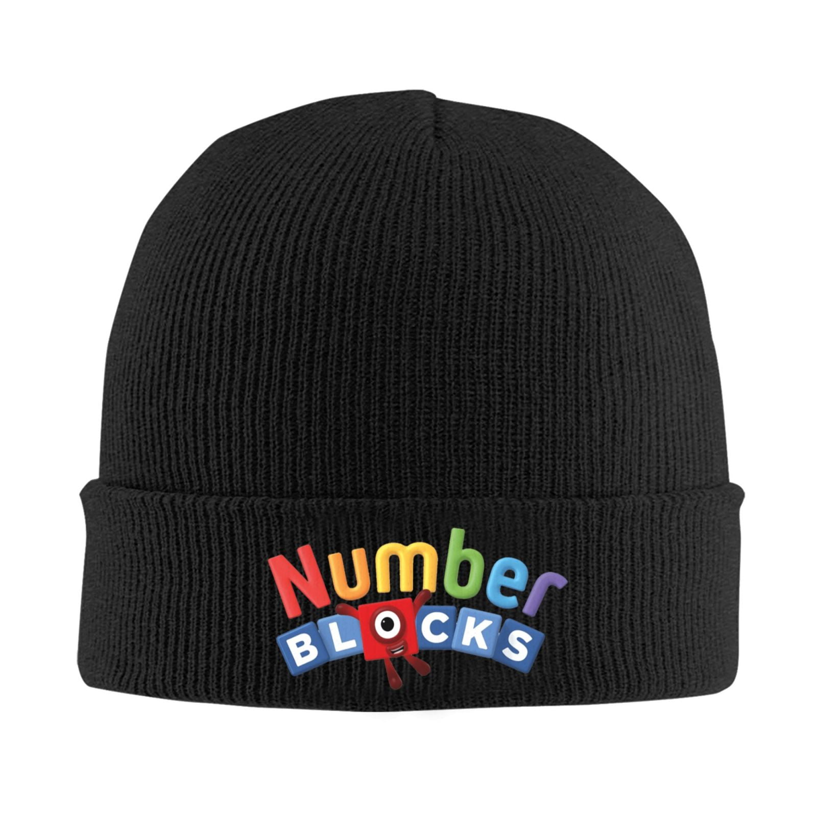 Numberblocks Beanie Hat Winter Warm Knit Cuffed Cap For Women Men Black ...