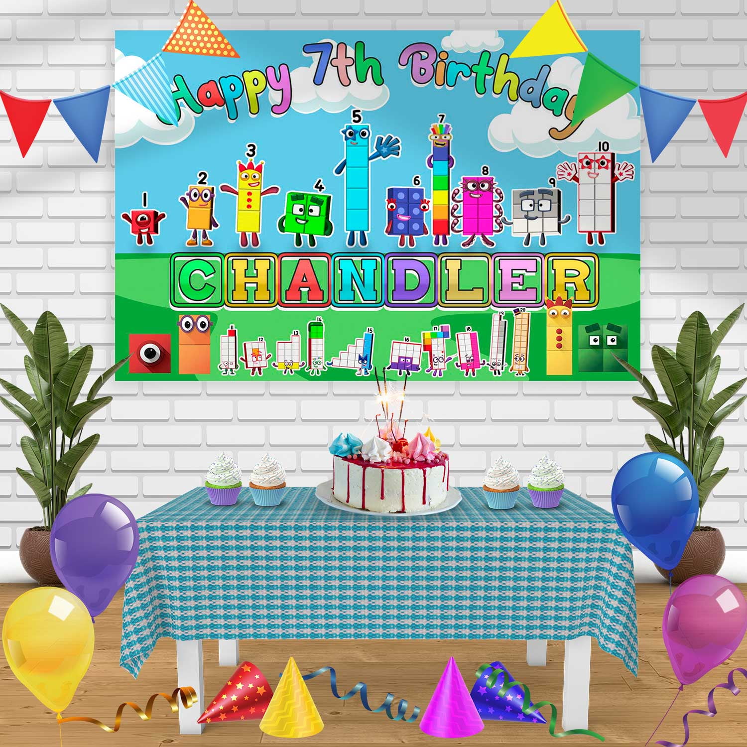 Numberblocks Birthday Banner Personalized Party Backdrop Decoration 60 ...
