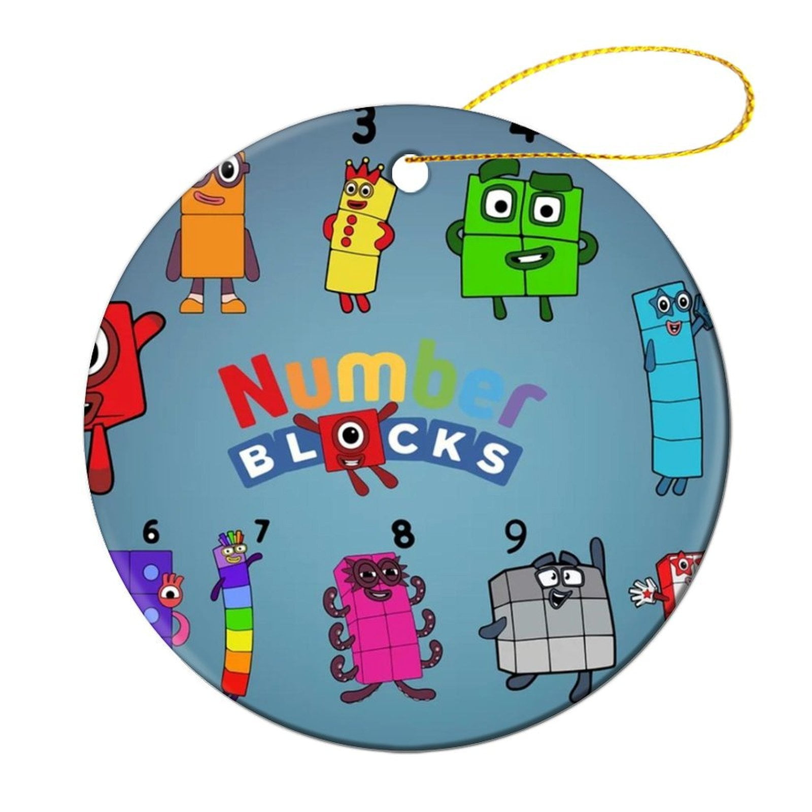 Numberblocks Ceramic Christmas Tree Ornaments Round Souvenir X-Mas ...