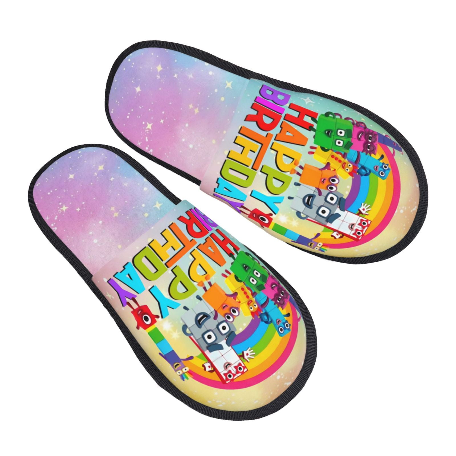 Numberblocks Furry Slippers For Men Women Fuzzy House Slippers Winter ...