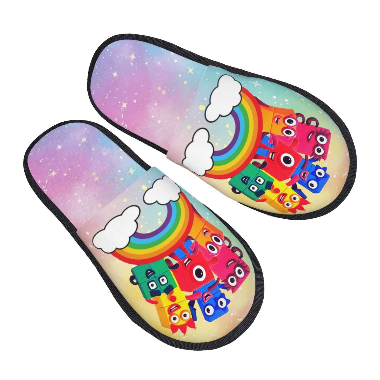 Numberblocks Furry Slippers For Men Women Fuzzy House Slippers Winter ...