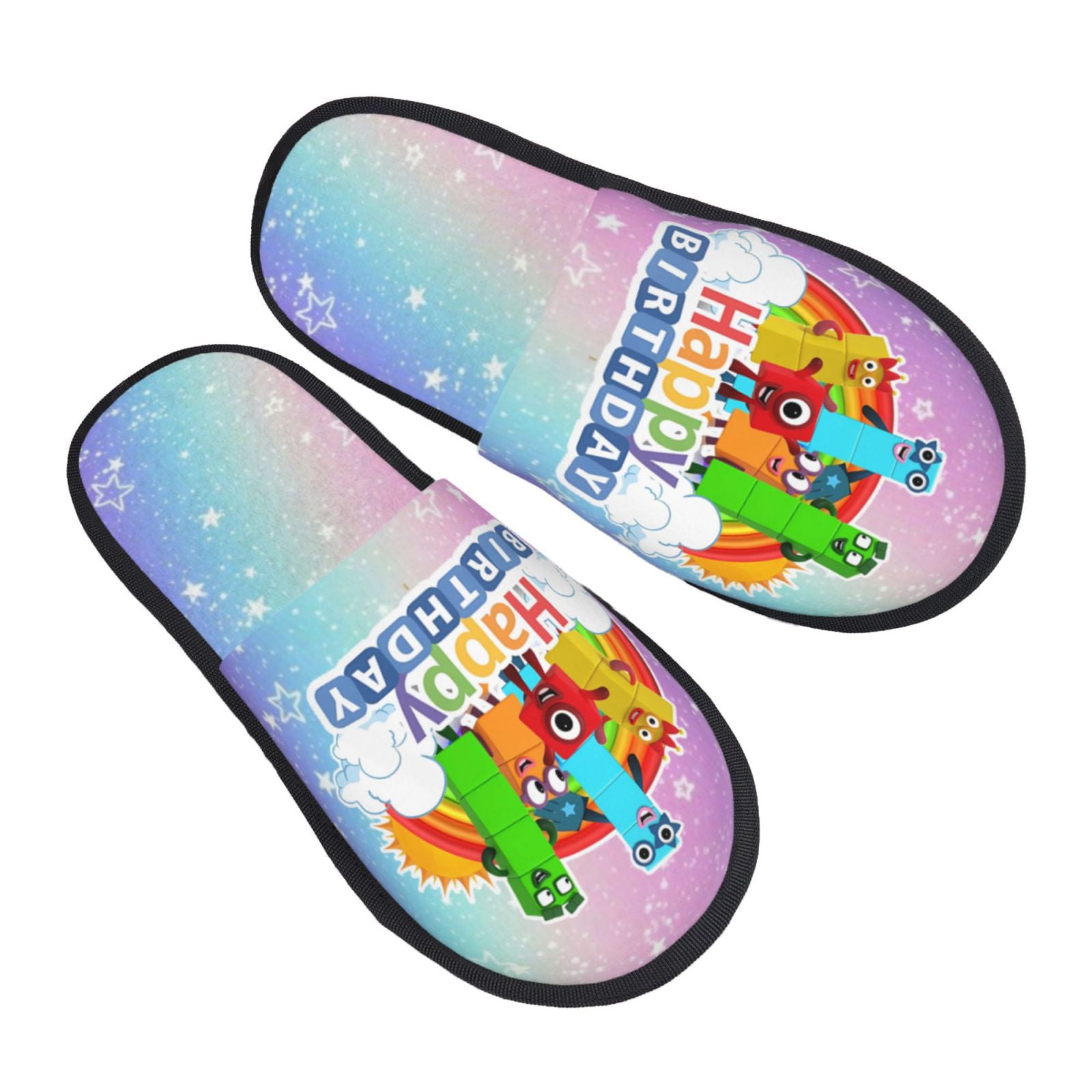 Numberblocks Furry Slippers For Men Women Fuzzy House Slippers Winter ...