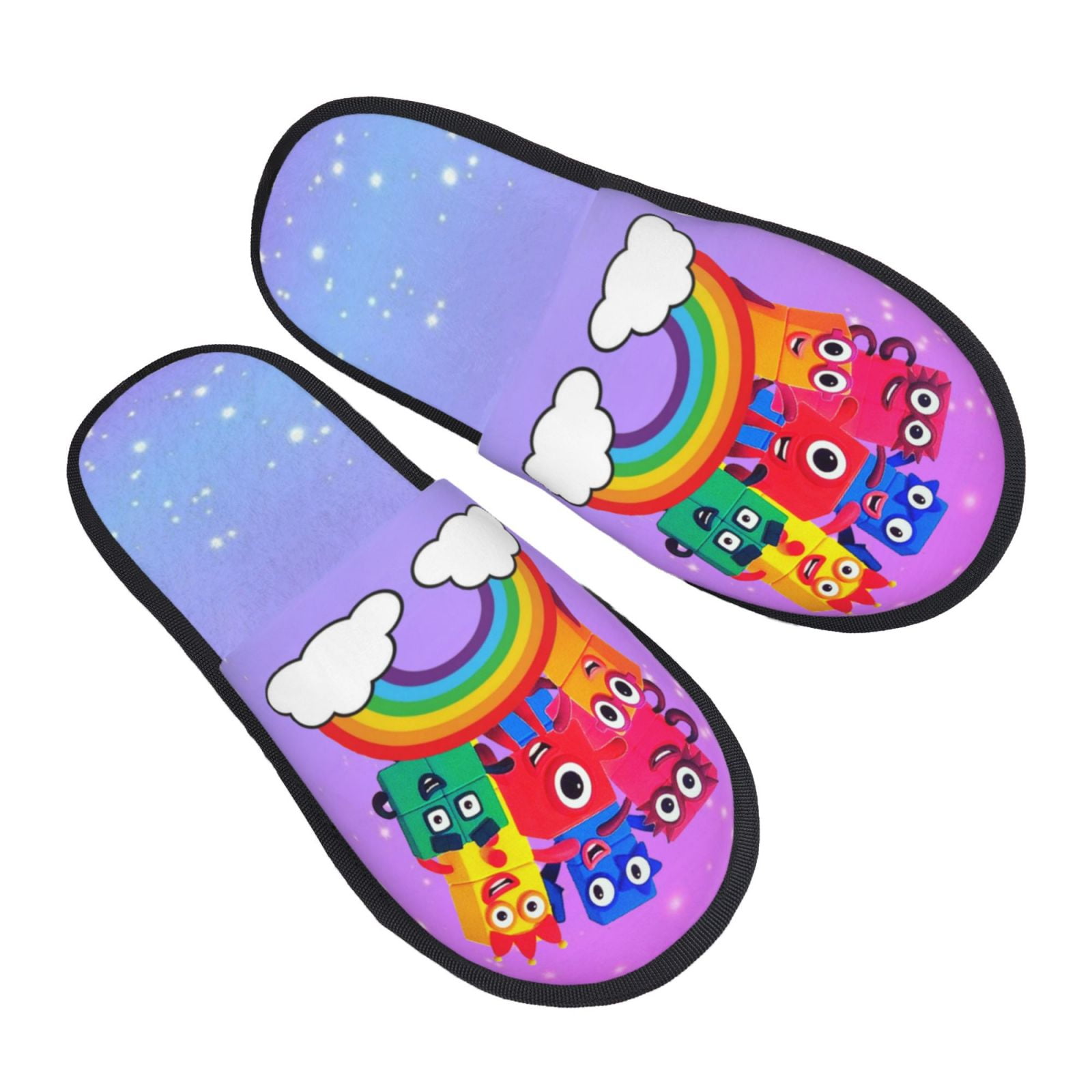 Numberblocks Furry Slippers For Men Women Fuzzy House Slippers Winter ...