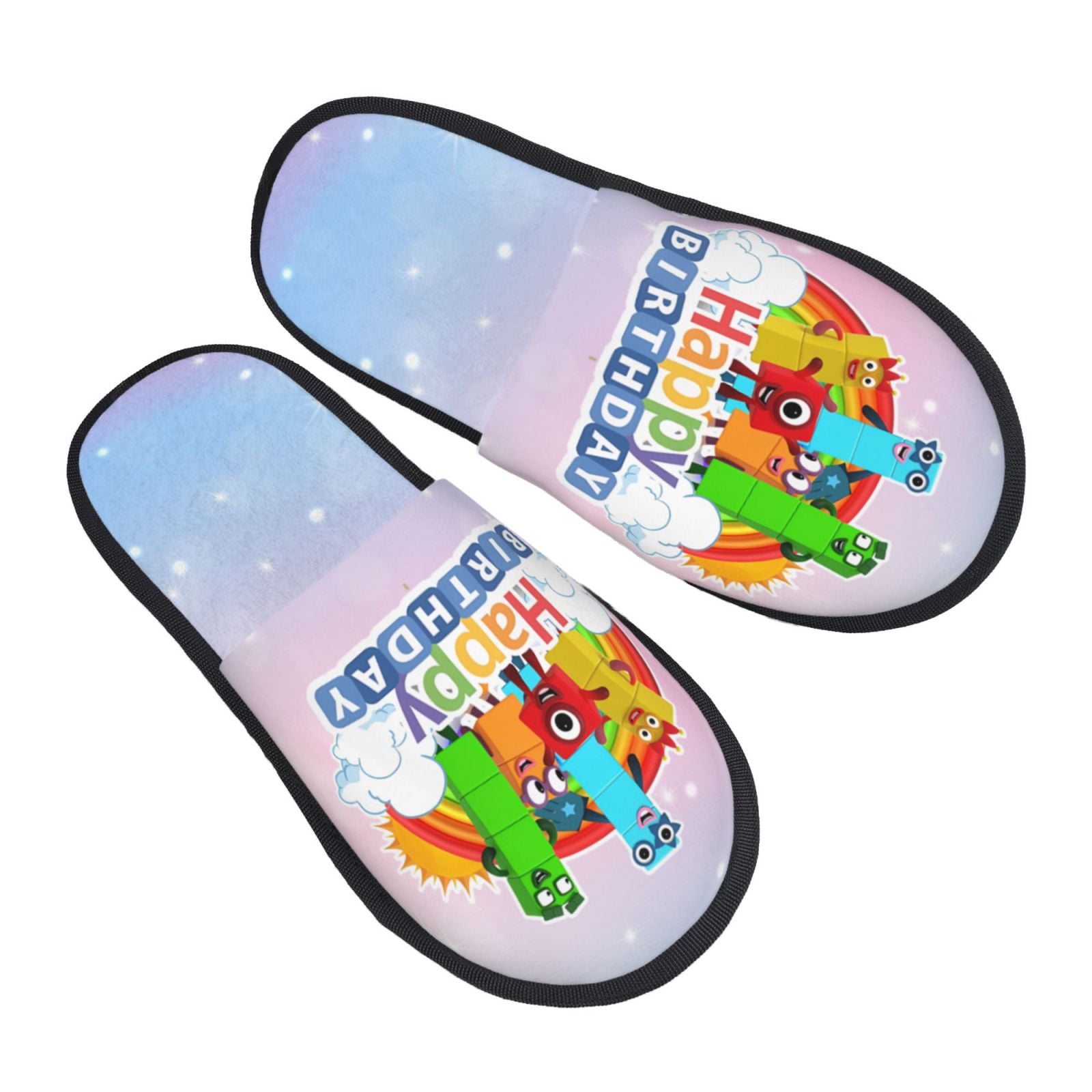 Numberblocks Furry Slippers For Men Women Fuzzy House Slippers Winter ...