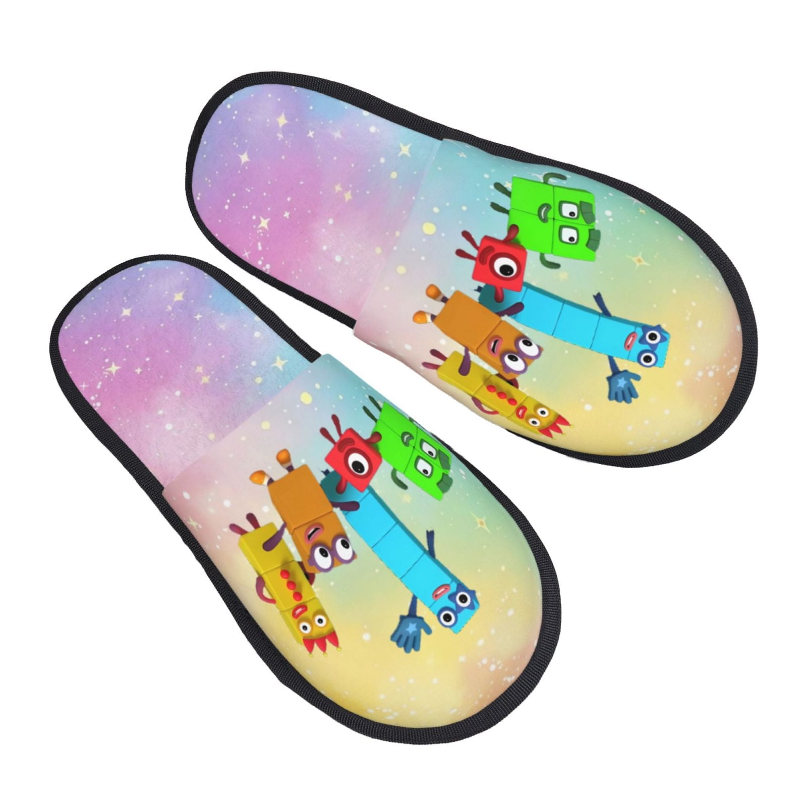 Numberblocks Furry Slippers For Men Women Fuzzy House Slippers Winter ...