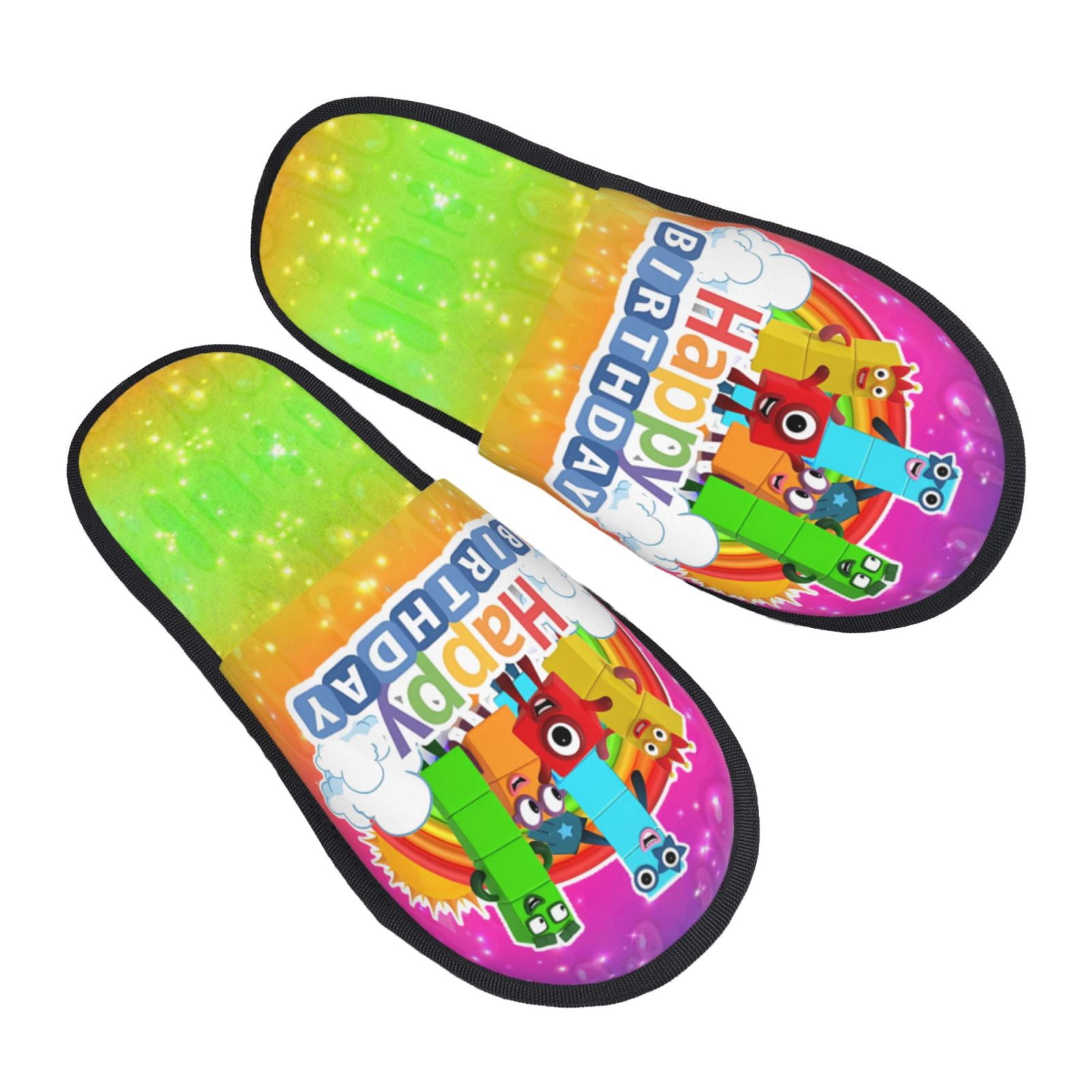Numberblocks Furry Slippers For Men Women Fuzzy House Slippers Winter ...