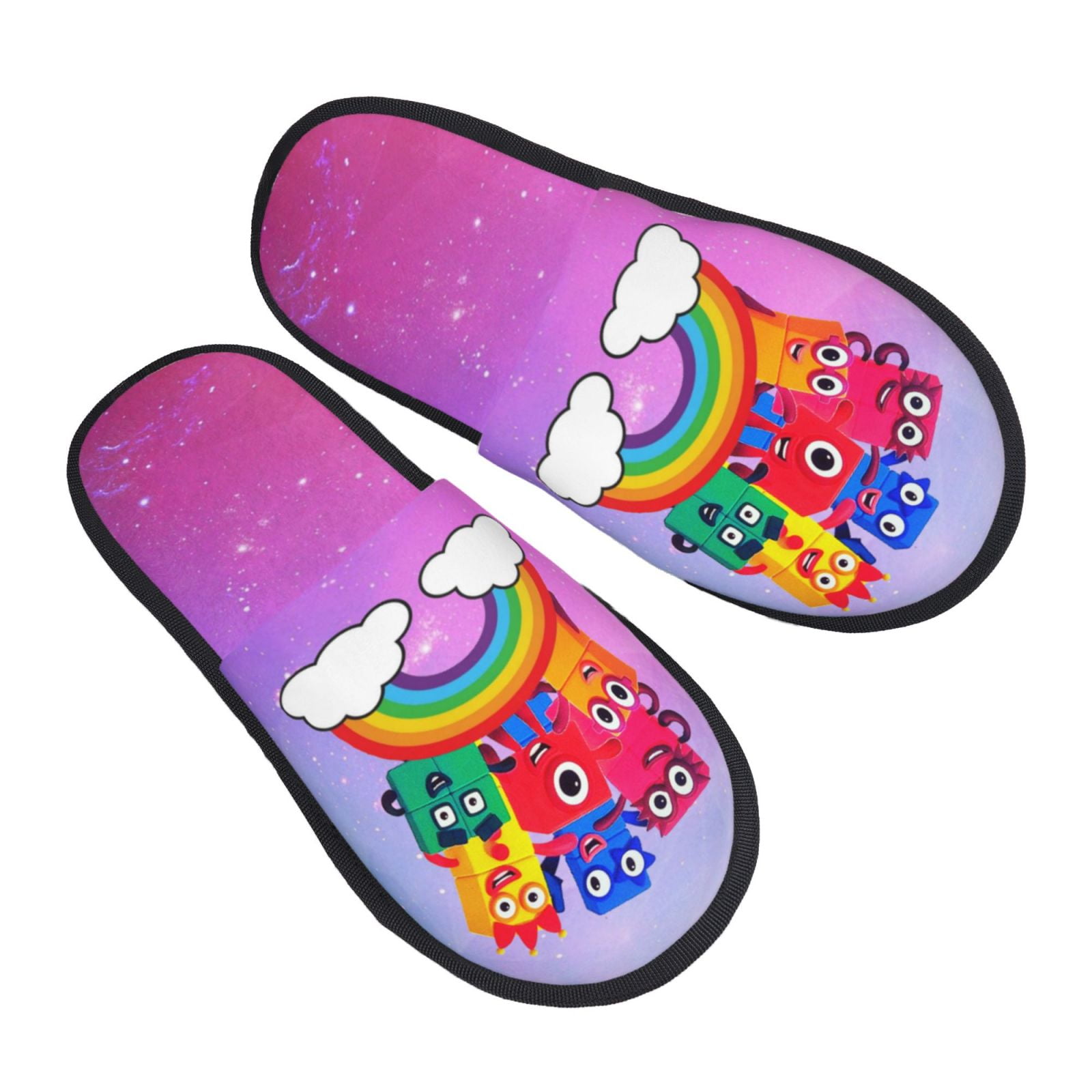 Numberblocks Furry Slippers For Men Women Fuzzy House Slippers Winter ...
