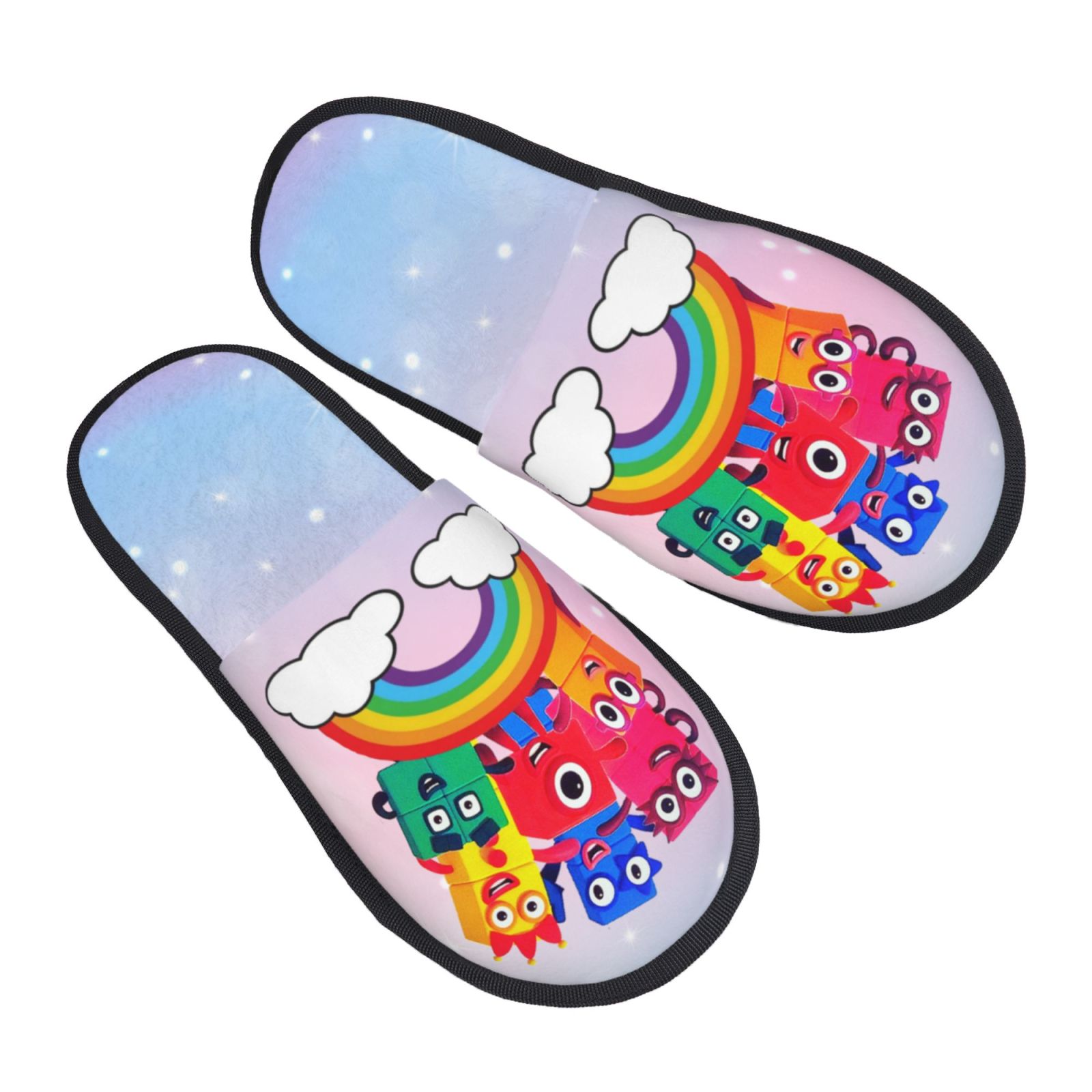 Numberblocks Furry Slippers For Men Women Fuzzy House Slippers Winter ...